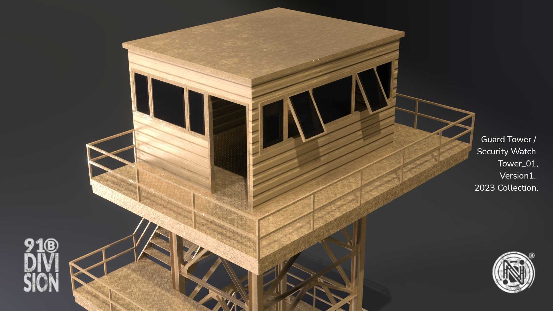3D model PBR Low Poly Guard Tower - Security Watch Tower 01 VR / AR ...