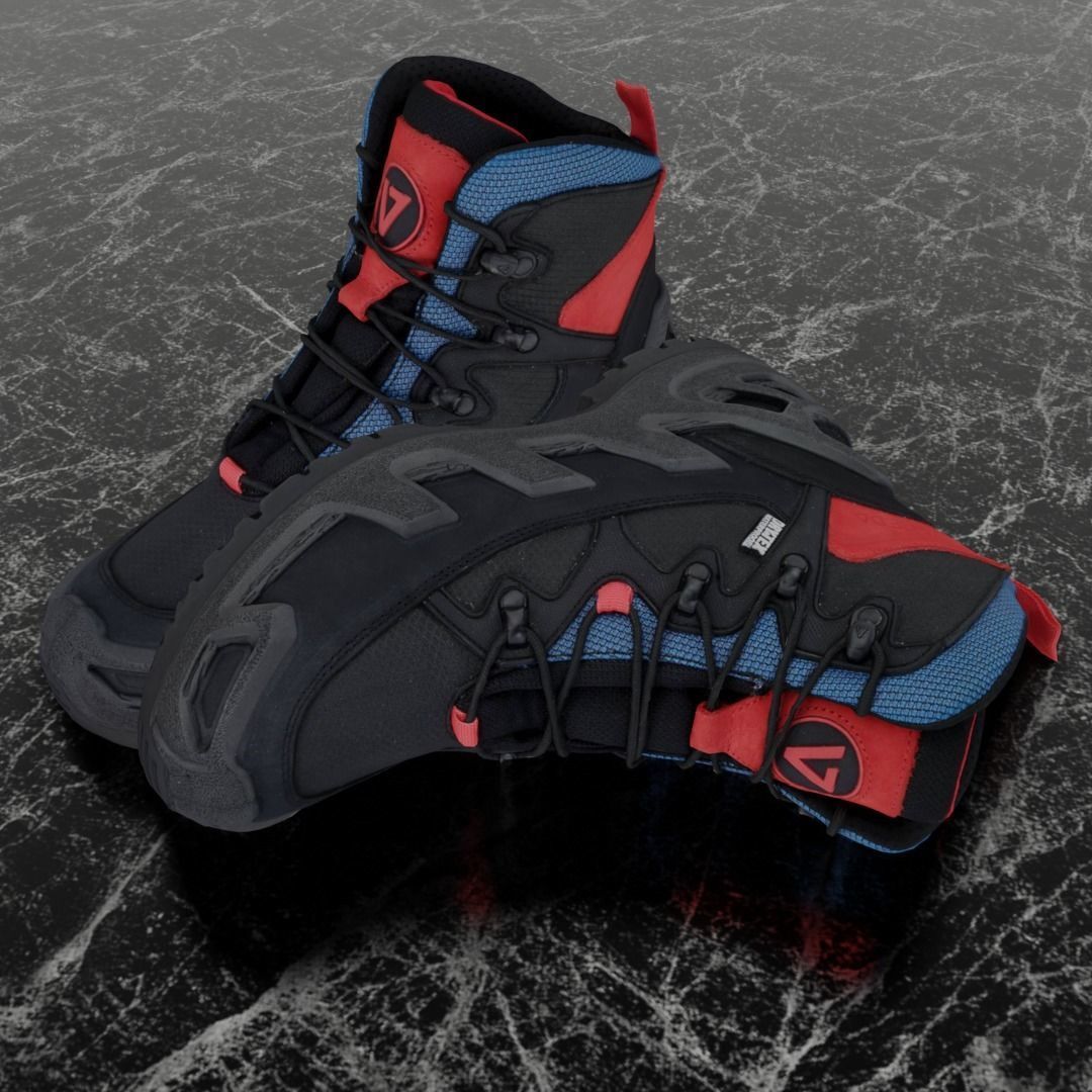 3D model VANEDA 3D BOOTS - BLACK - RED - BLUE VR / AR / low-poly | CGTrader