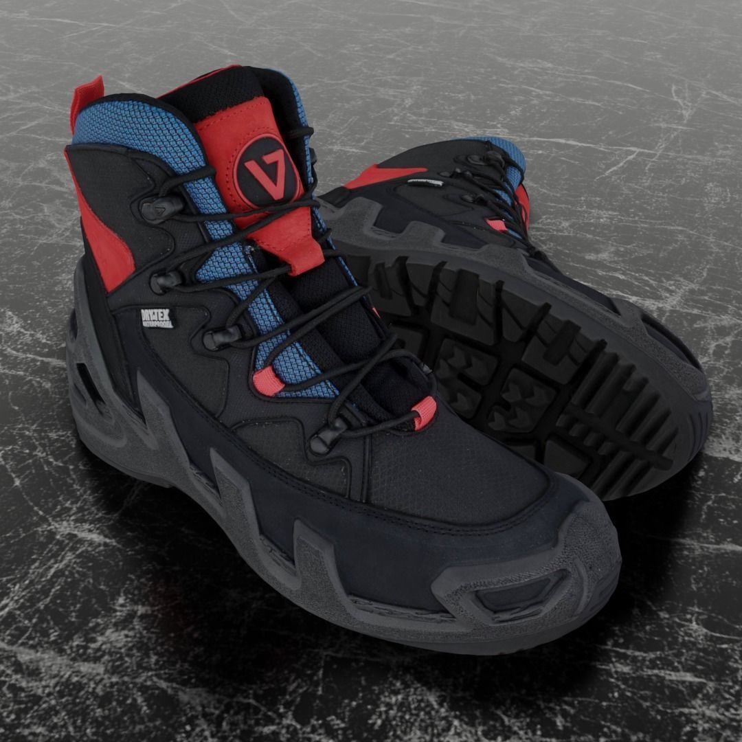 3D model VANEDA 3D BOOTS - BLACK - RED - BLUE VR / AR / low-poly | CGTrader