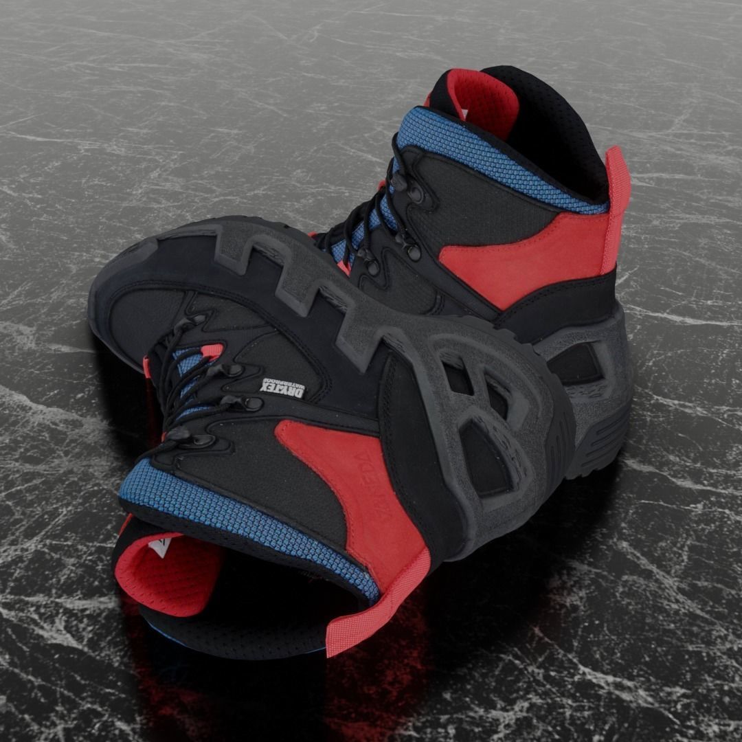 3D model VANEDA 3D BOOTS - BLACK - RED - BLUE VR / AR / low-poly | CGTrader