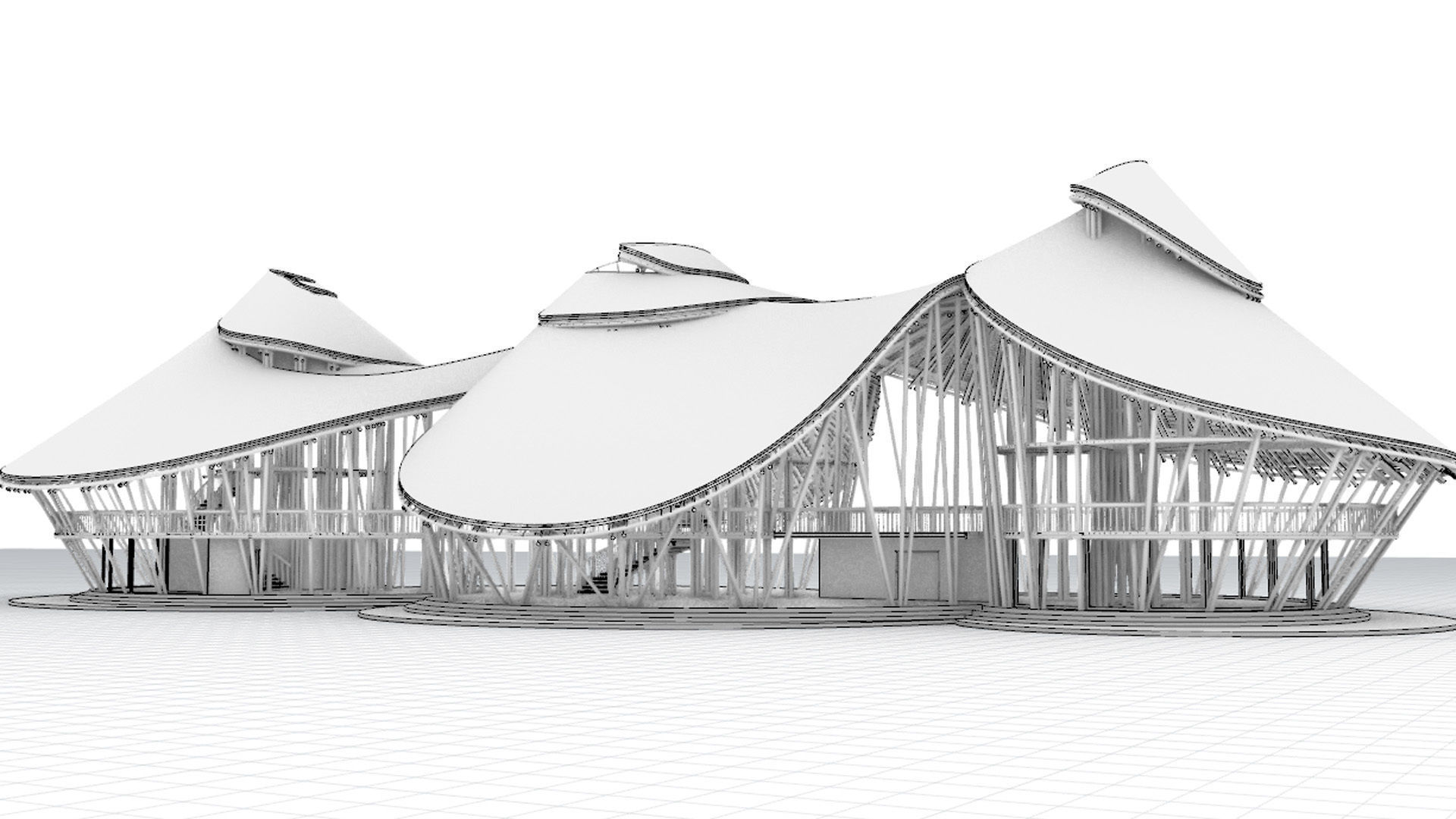 bamboo architecture 3D model | CGTrader