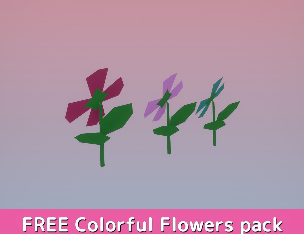 Free Colorful Flowers Pack - Low Poly Low-poly 3D model free VR / AR ...