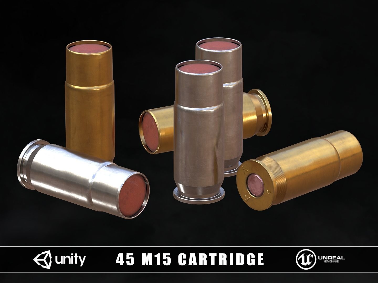 3D model 45 M15 Cartridge VR / AR / low-poly | CGTrader