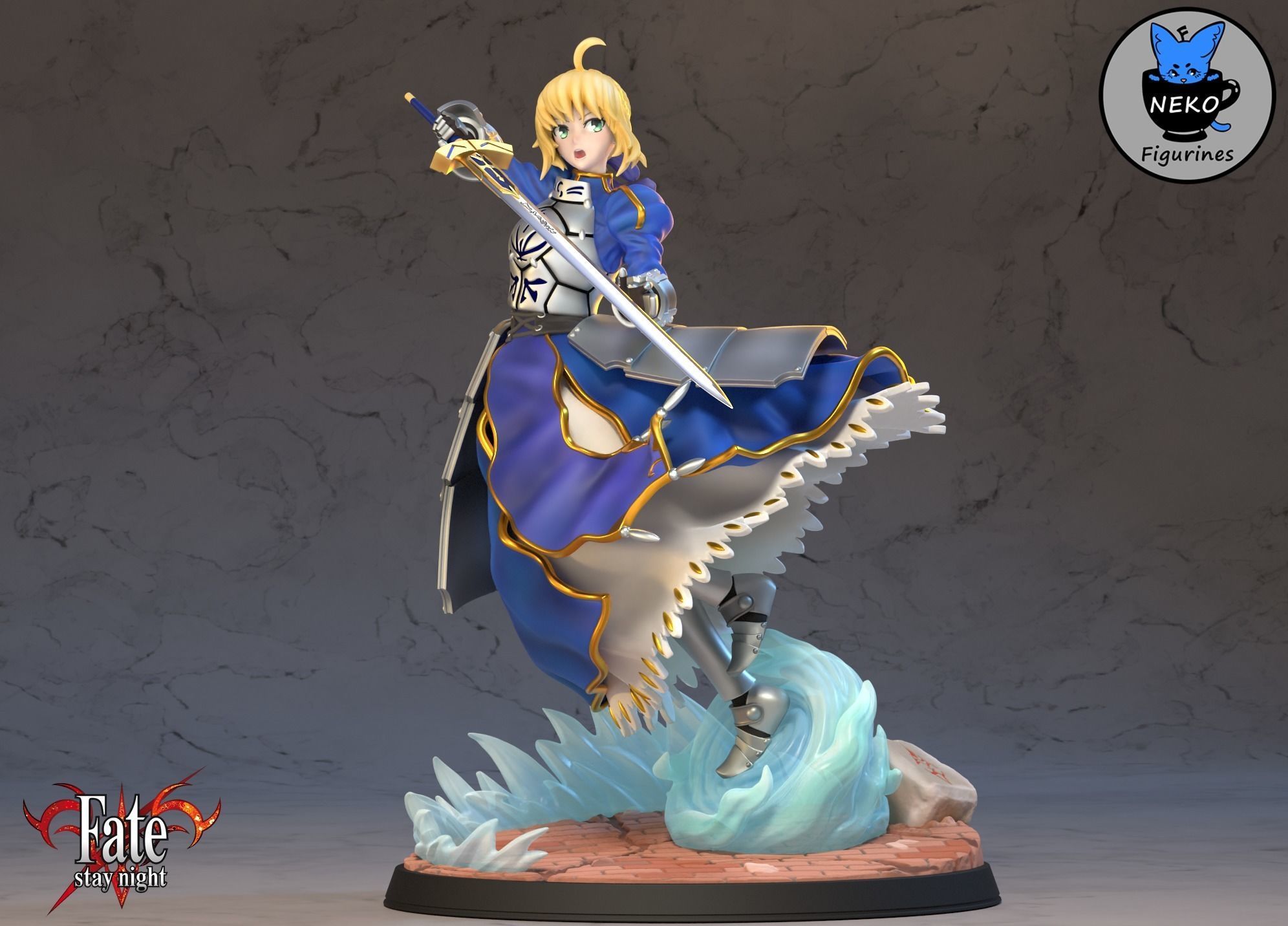 Saber Artoria Pendragon - FATE ANIME FIGURINE STL 3D model 3D printable ...