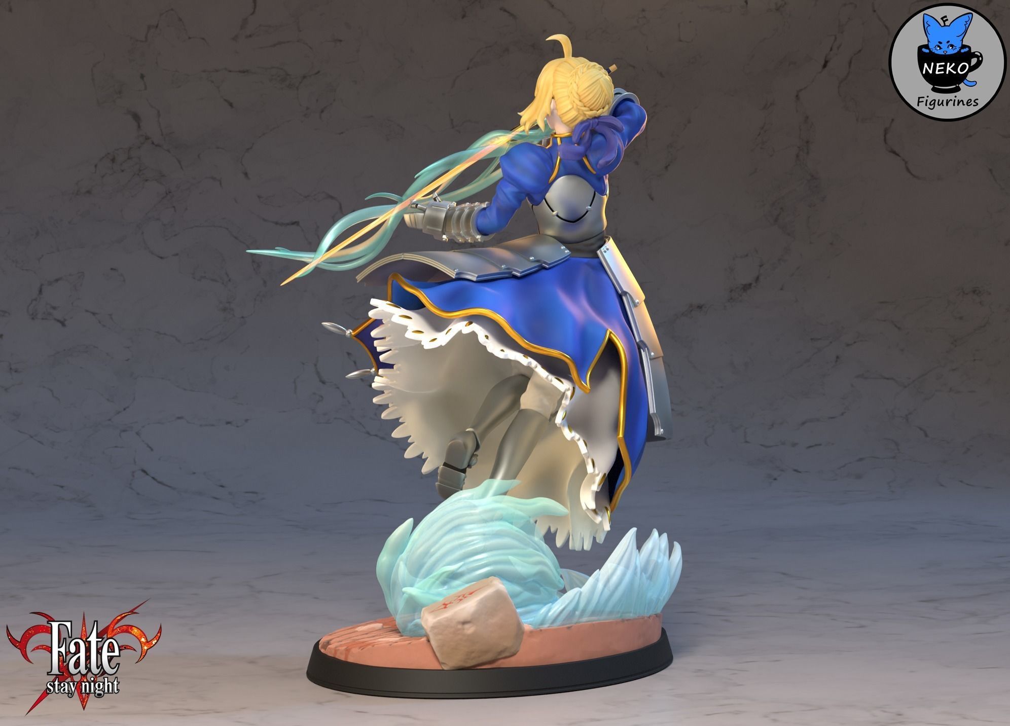 Saber Artoria Pendragon - FATE ANIME FIGURINE STL 3D model 3D printable ...