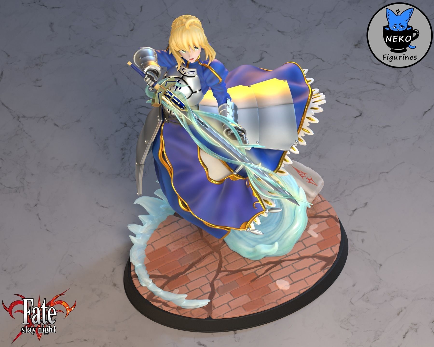 Saber Artoria Pendragon - FATE ANIME FIGURINE STL 3D model 3D printable ...