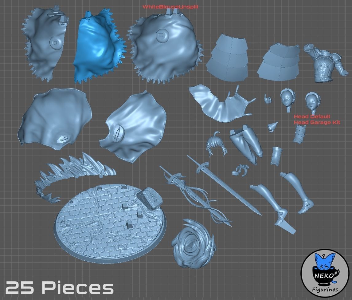 Saber Artoria Pendragon - FATE ANIME FIGURINE STL 3D model 3D printable ...