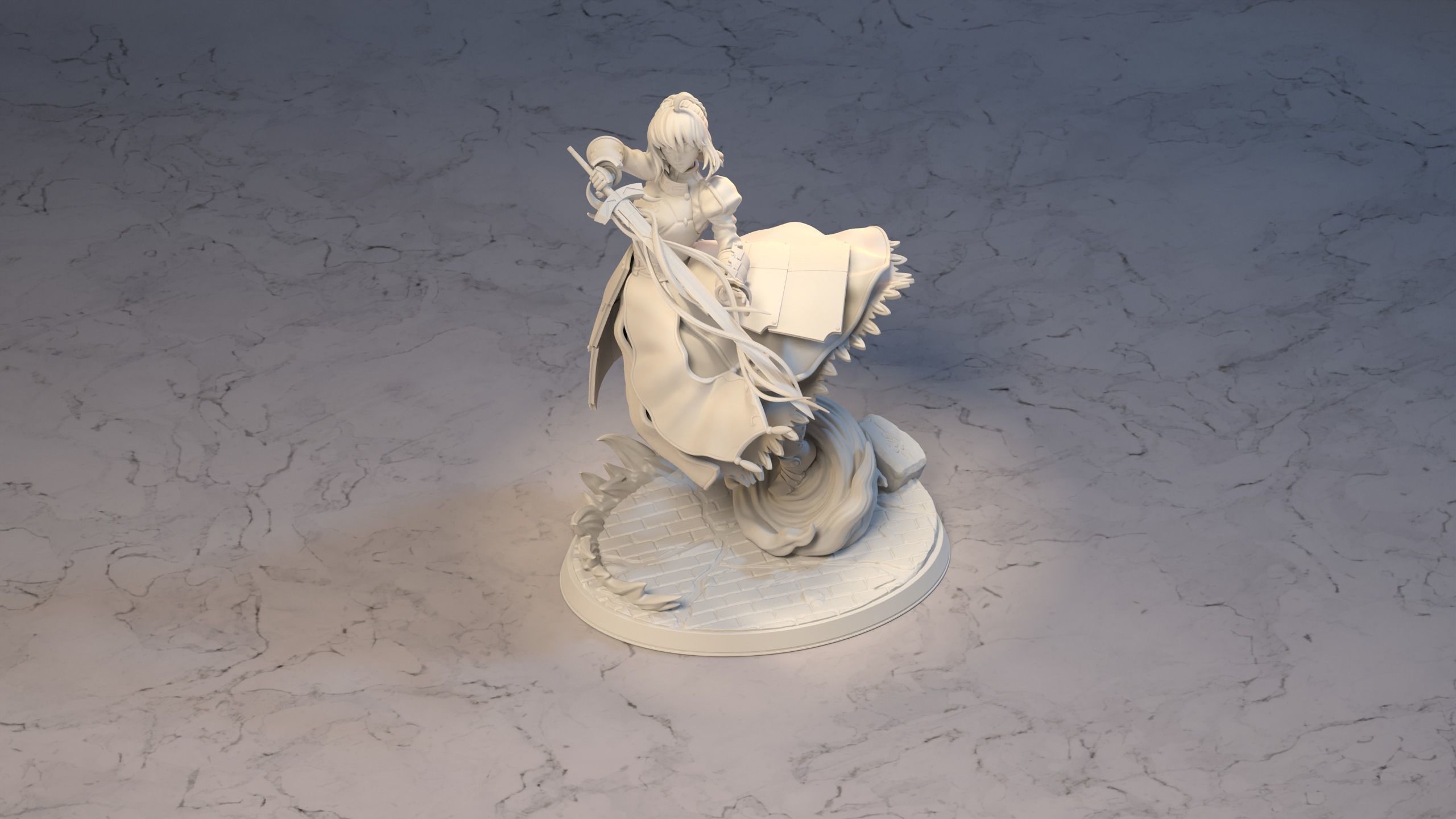 Saber Artoria Pendragon - FATE ANIME FIGURINE STL 3D model 3D printable ...
