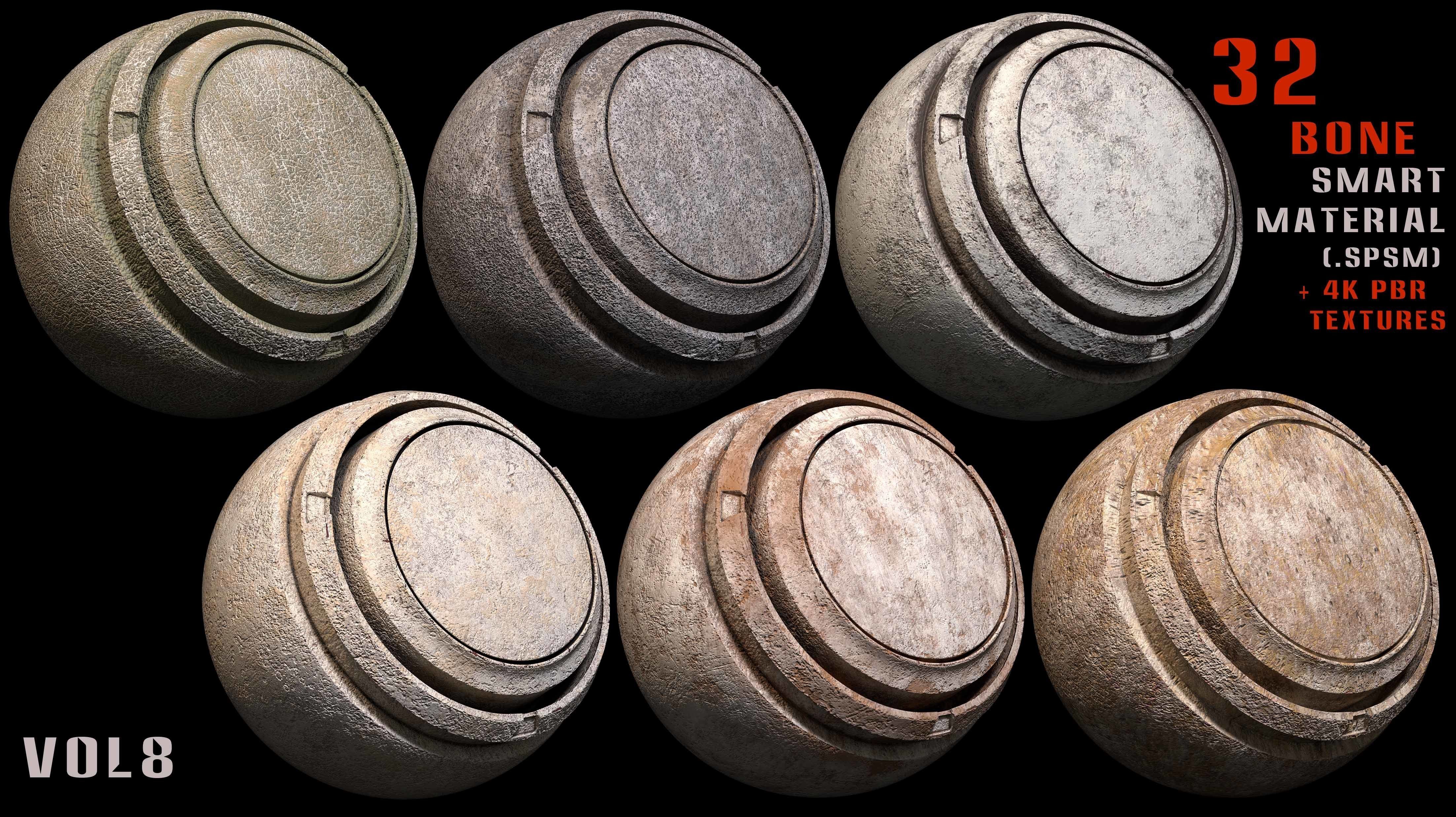 30 Bone Smart Material and 4k Pbr Textures - Vol 8 Texture | CGTrader