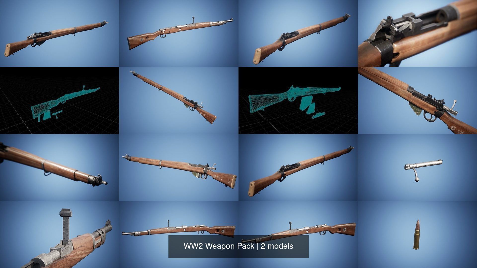 3D Model Collection WW2 Weapon Pack VR / AR / low-poly | CGTrader