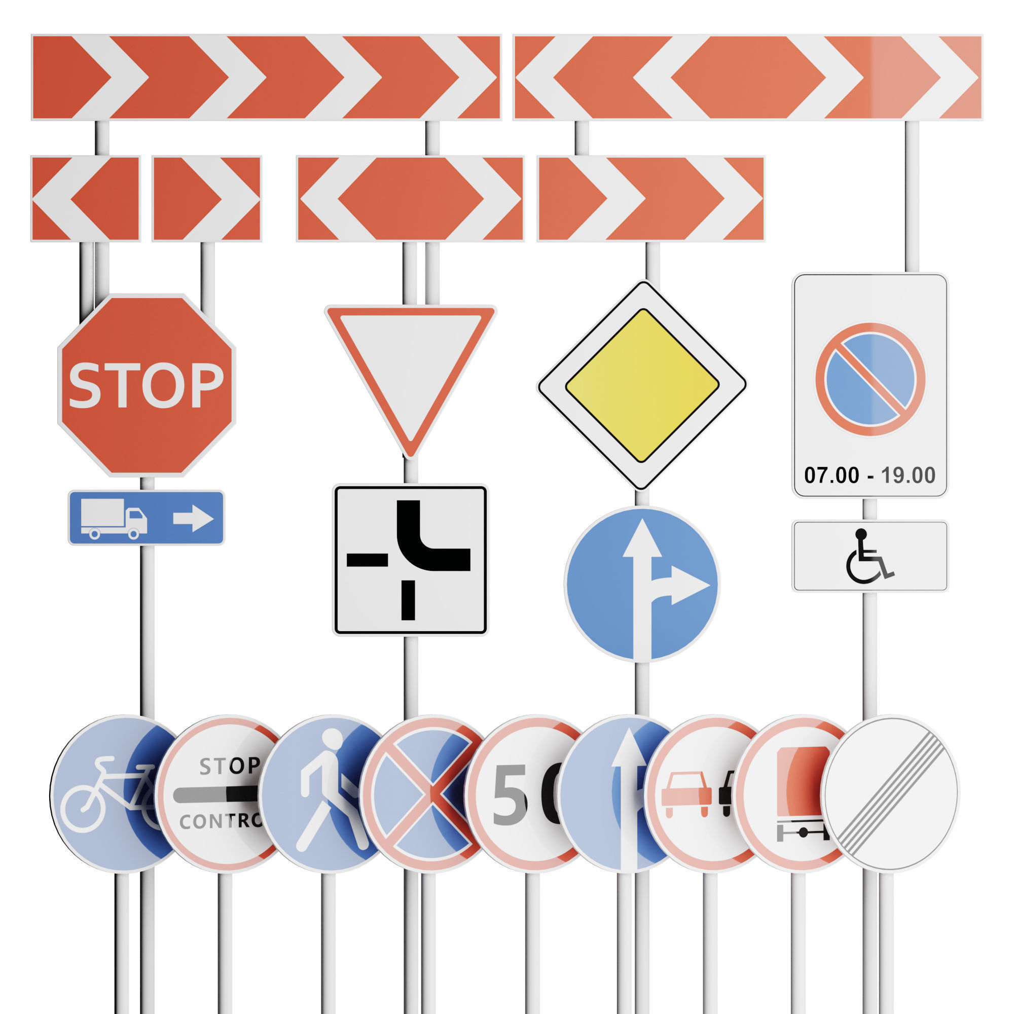 Road signs set 3D model | CGTrader