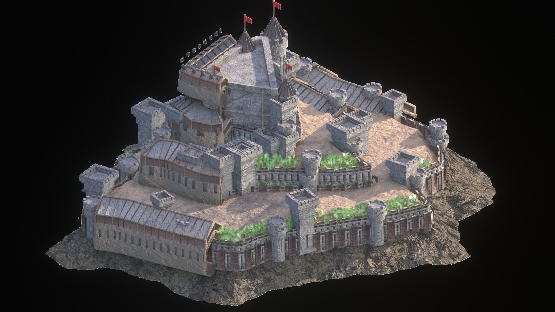 3D model Procedural Medieval Castle and Castle Generator Blender City VR / AR / low-poly | CGTrader
