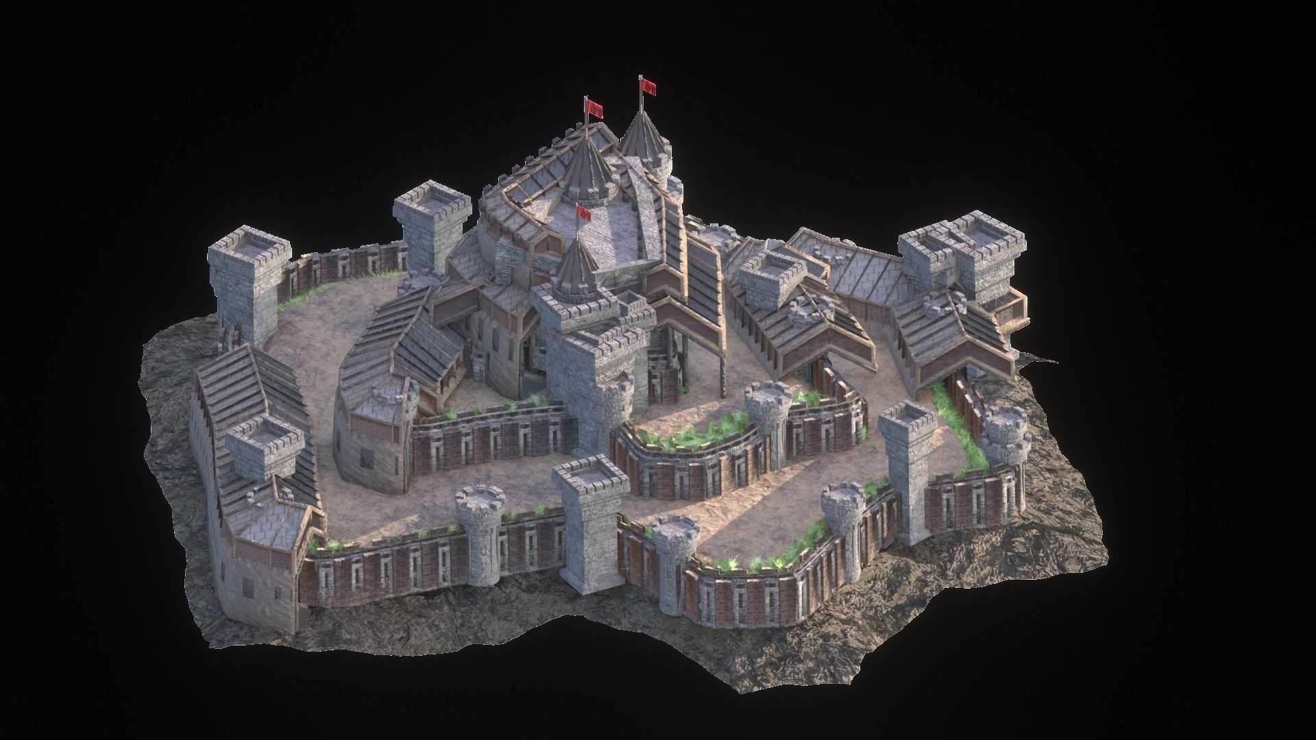 3D model Procedural Medieval Castle and Castle Generator Blender City ...