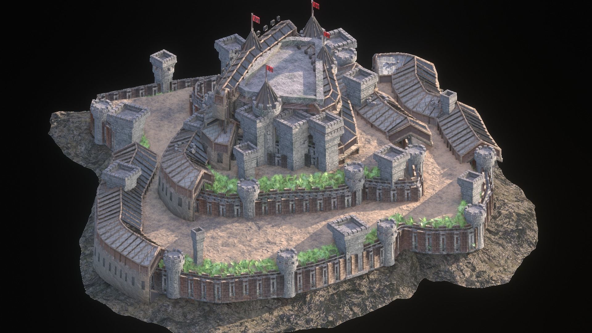 3D model Procedural Medieval Castle and Castle Generator Blender City ...