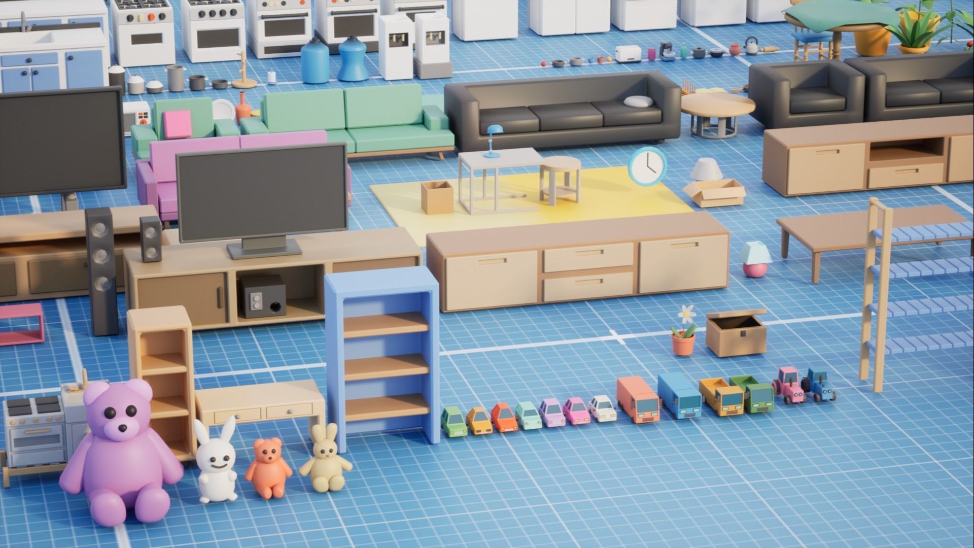 3D model Interior Room Assets Mega Pack VR / AR / low-poly | CGTrader