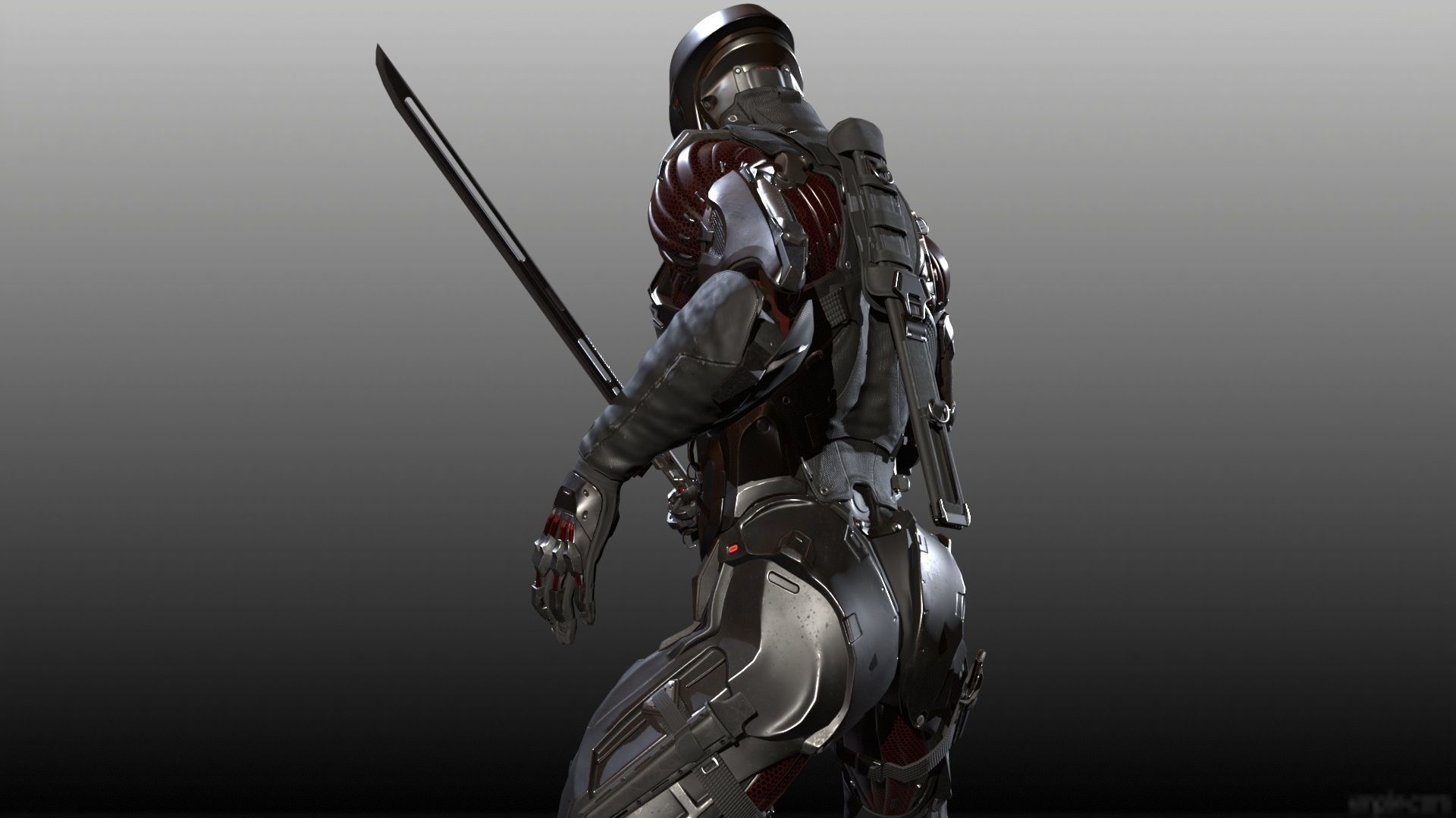 3D model CyberNinja VR / AR / low-poly rigged animated | CGTrader