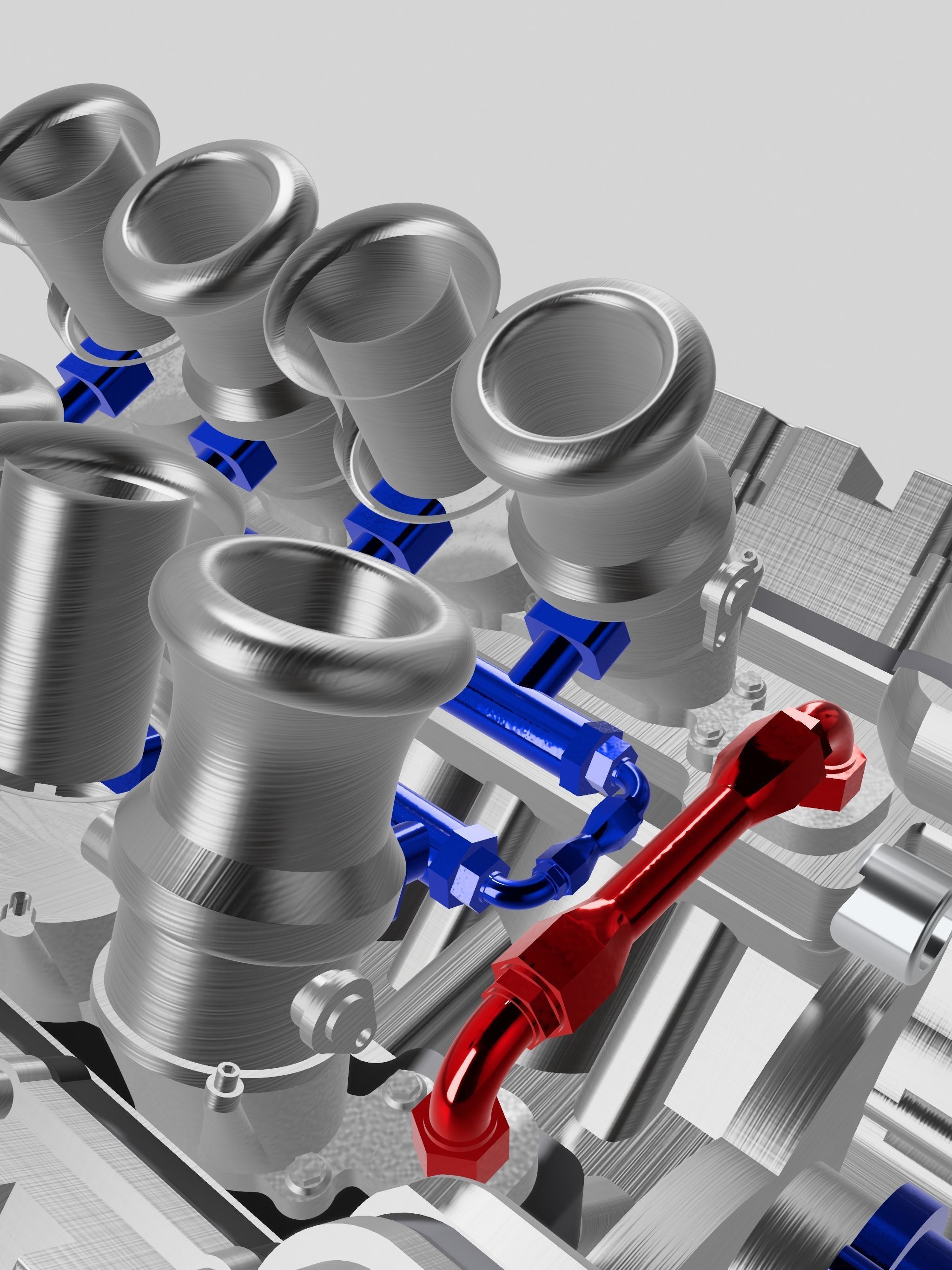 Billet Coyote Engine with 8 throttle ITBs intake 3D model 3D printable ...