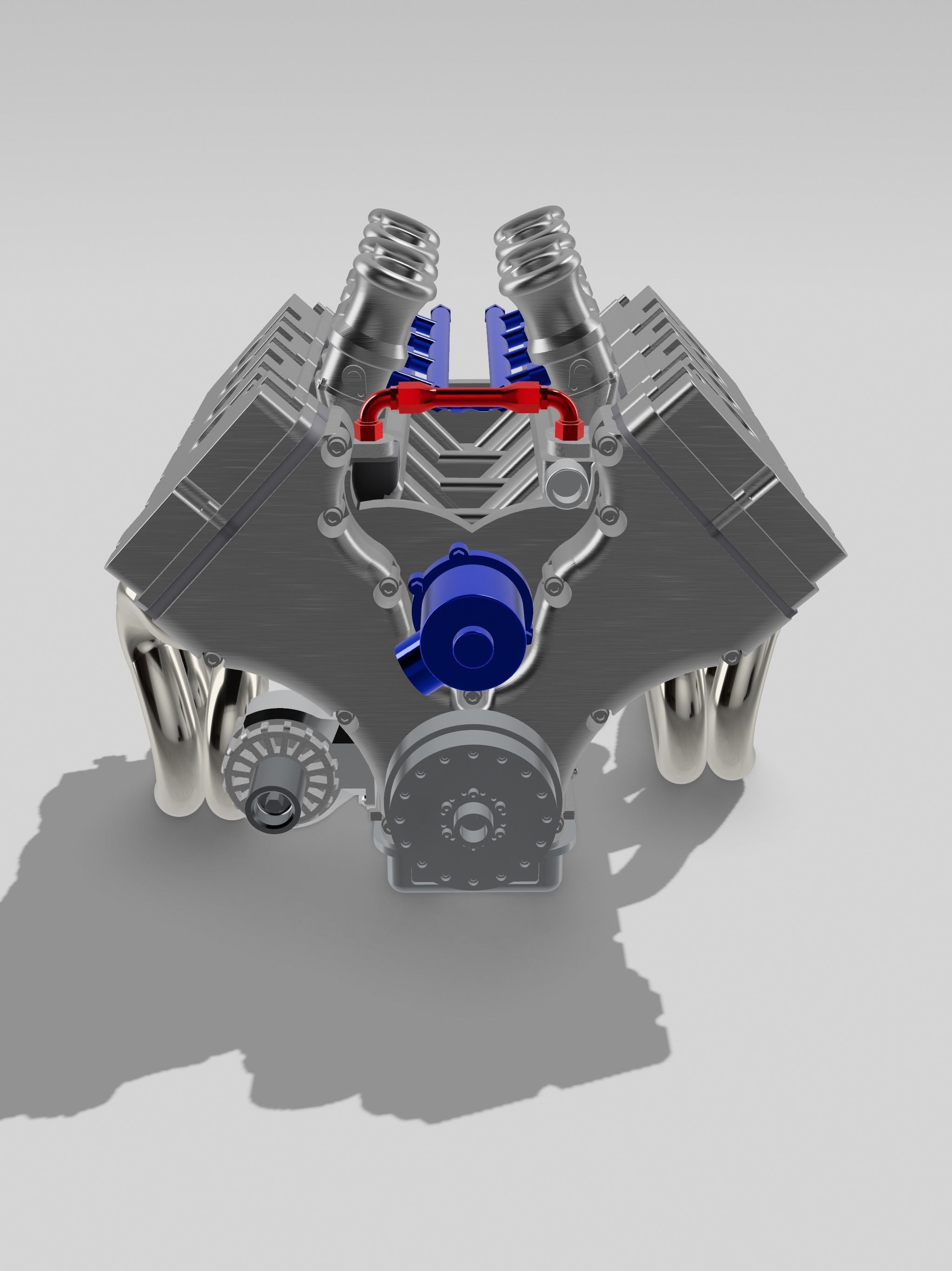 Billet Coyote Engine with 8 throttle ITBs intake 3D model 3D printable ...
