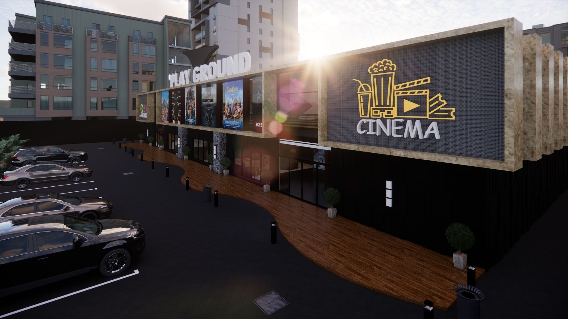 3D model CINEMA ARCADE AND BOWLING ALLEY DESIGN VR / AR / low-poly ...