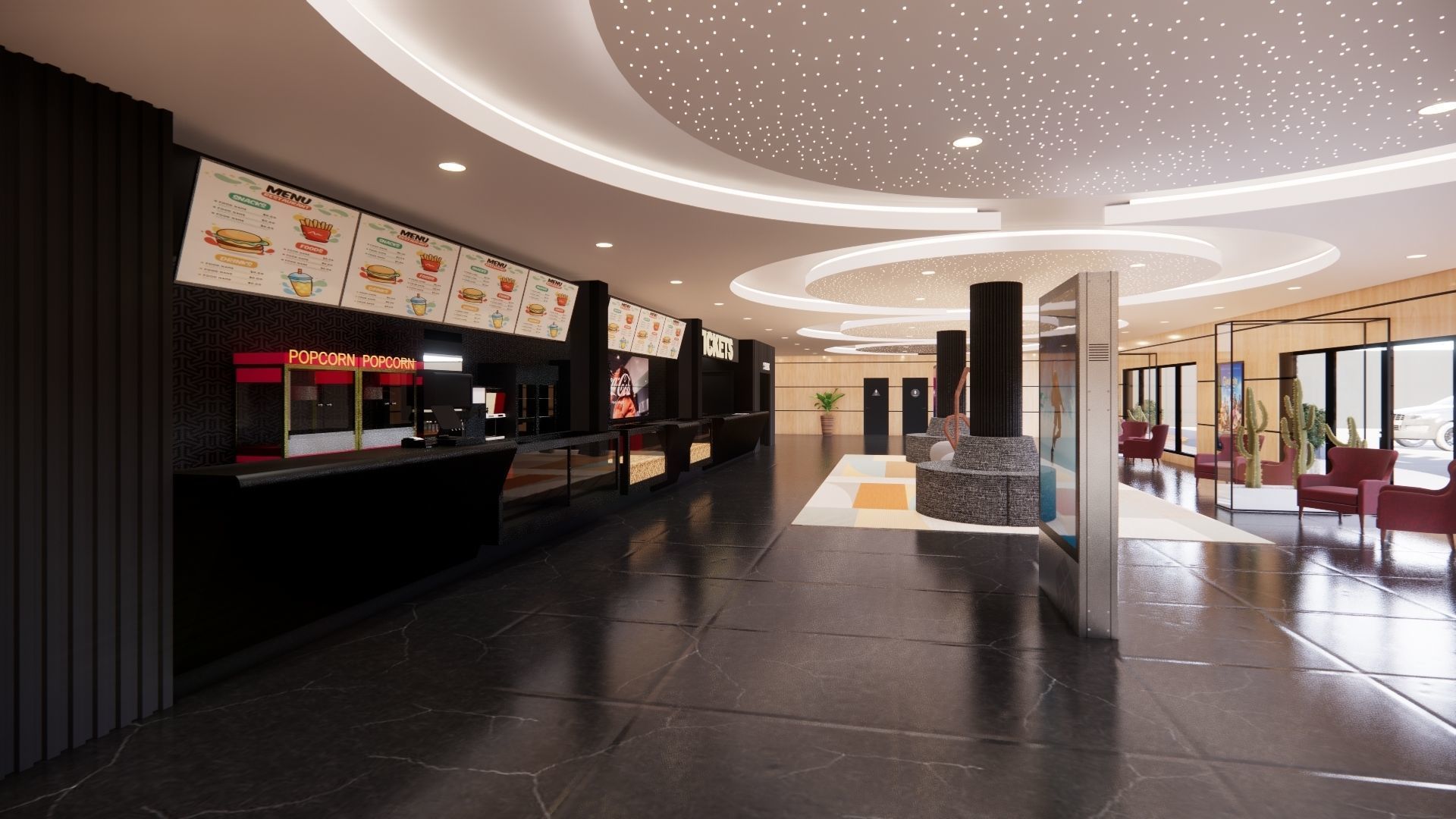 3D model CINEMA ARCADE AND BOWLING ALLEY DESIGN VR / AR / low-poly ...