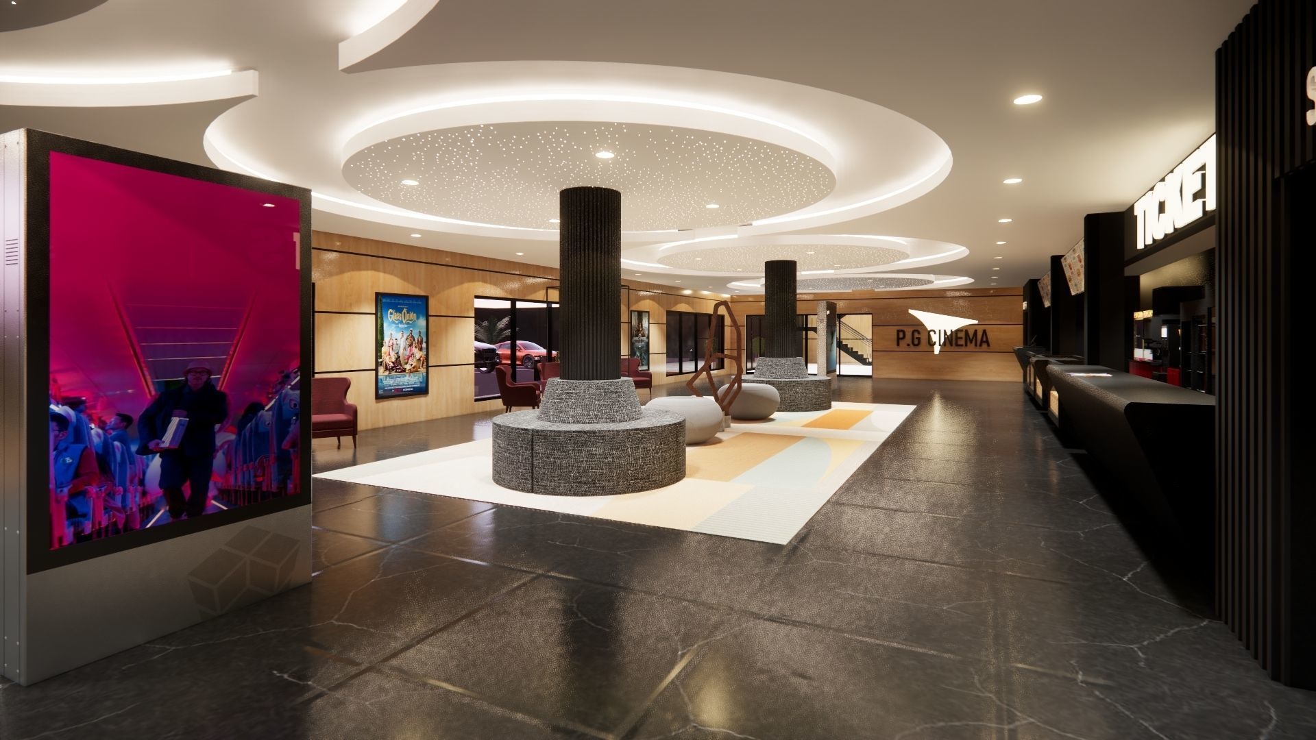 3D model CINEMA ARCADE AND BOWLING ALLEY DESIGN VR / AR / low-poly ...