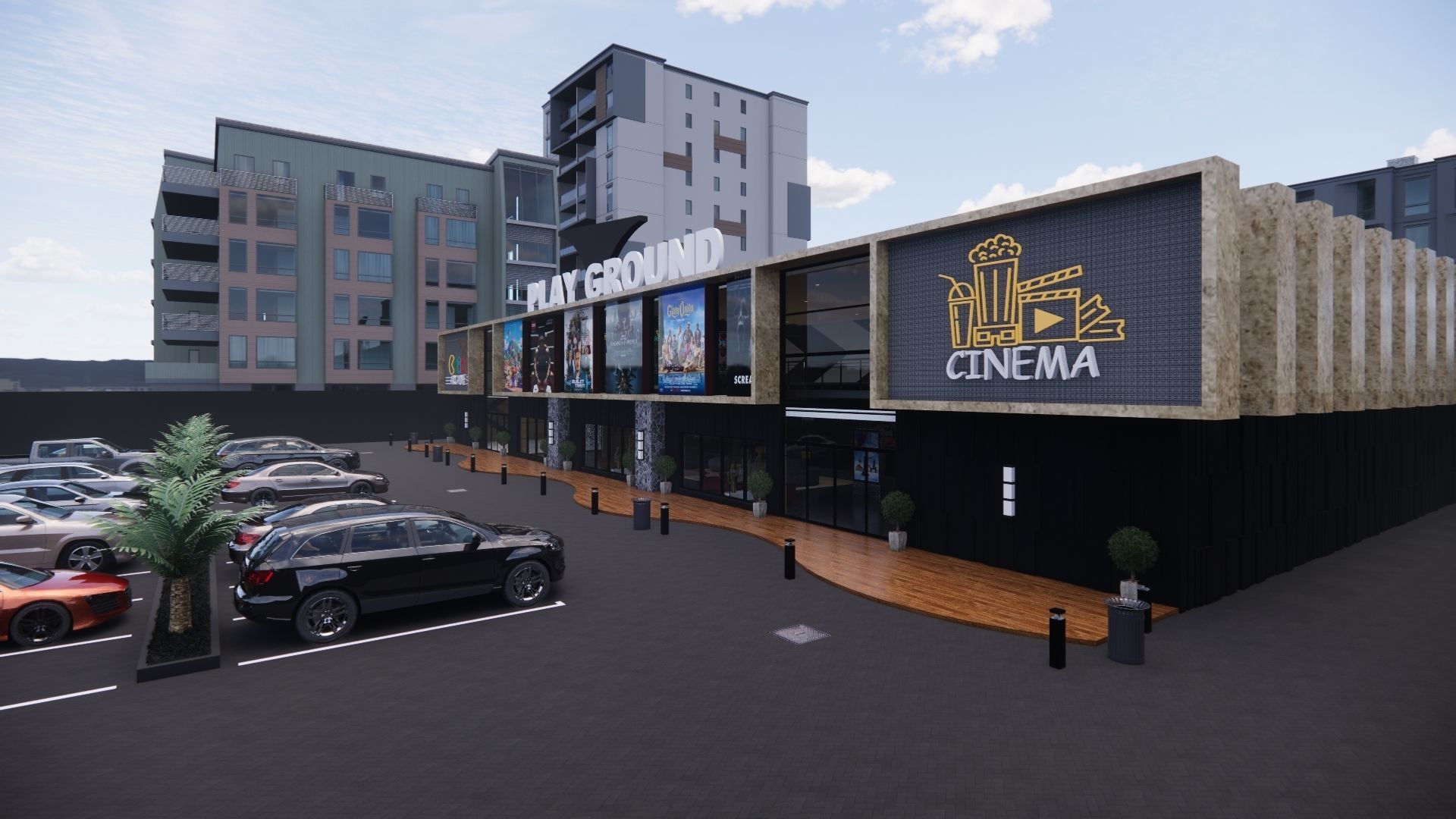 3D model CINEMA ARCADE AND BOWLING ALLEY DESIGN VR / AR / low-poly ...