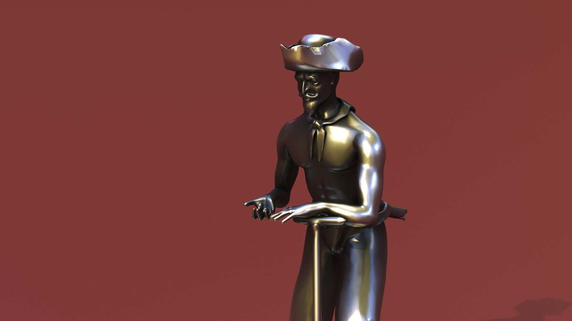 3D model of a pirate made of silver or gold for 3D printing 3D model 3D ...