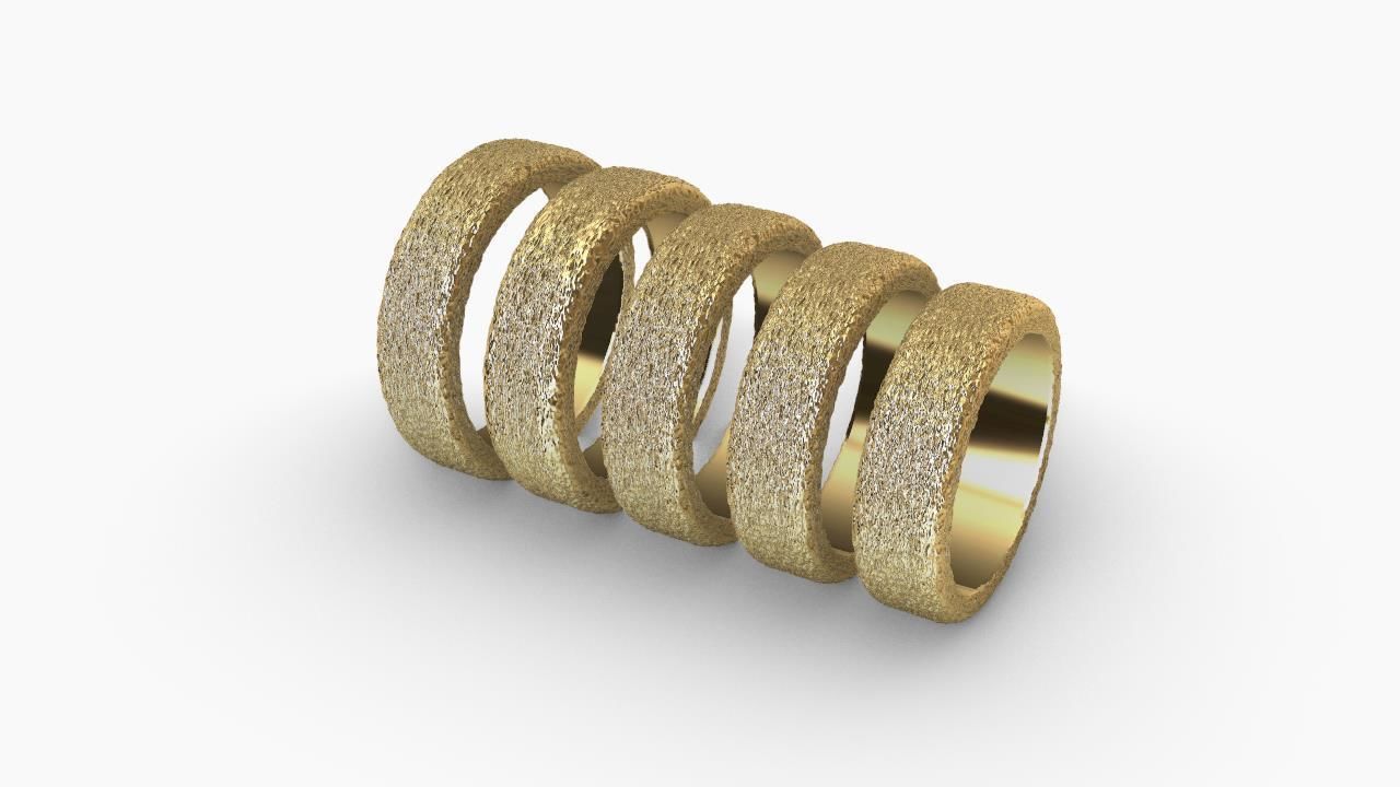 textured ring band set 3D model 3D printable | CGTrader