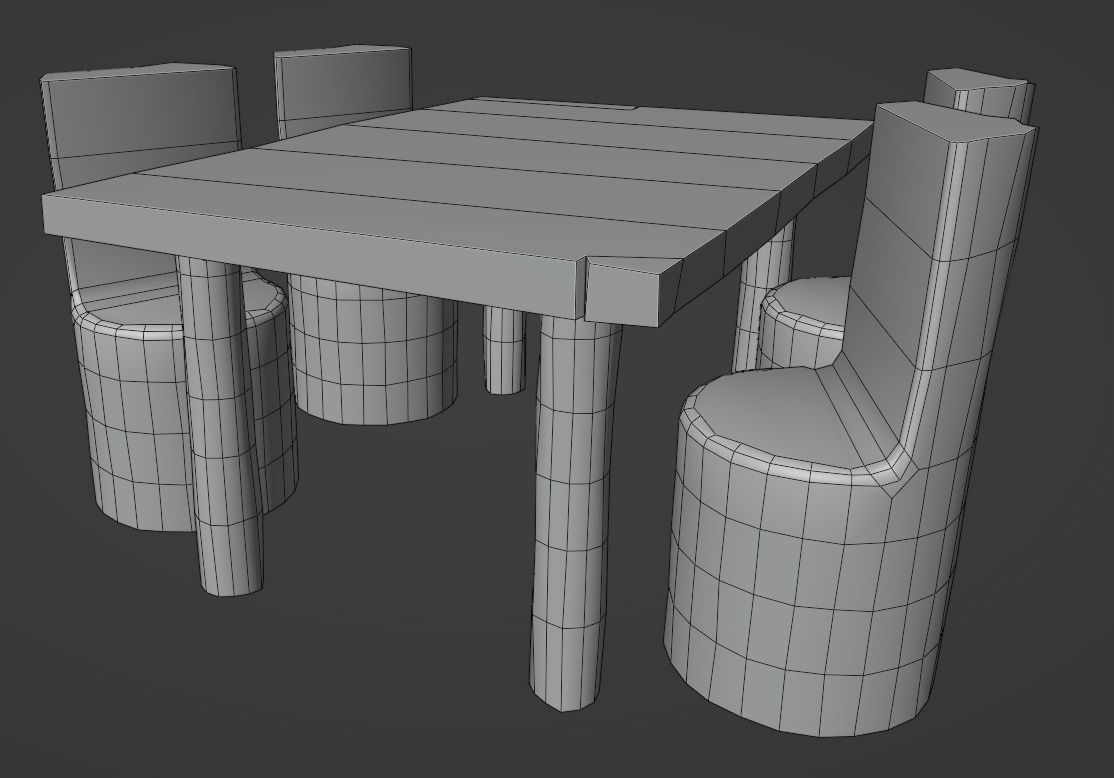 3D model Ancient Table and Chairs VR / AR / low-poly | CGTrader