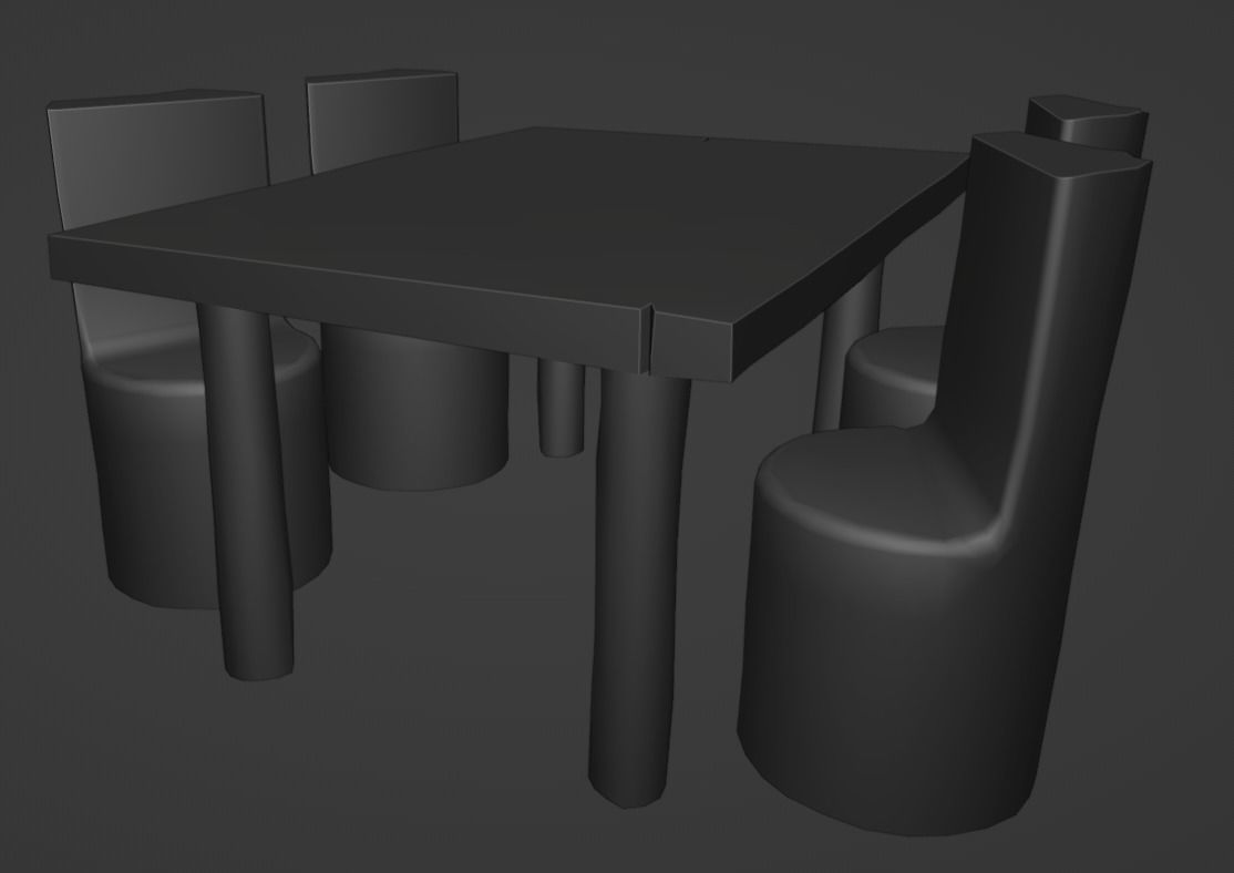 3D model Ancient Table and Chairs VR / AR / low-poly | CGTrader