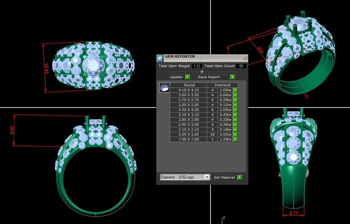 Diamond Man Ring Cad MR 25 3D model 3D printable | CGTrader
