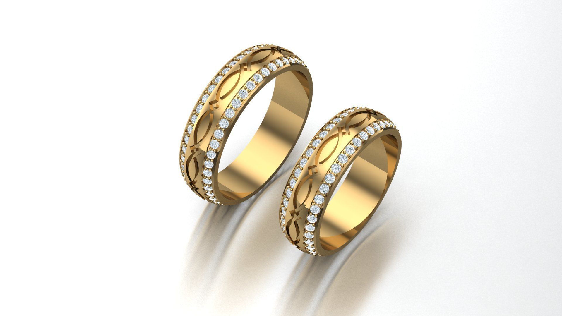 Diamond Couple Ring Cad MR 213 3D model 3D printable | CGTrader