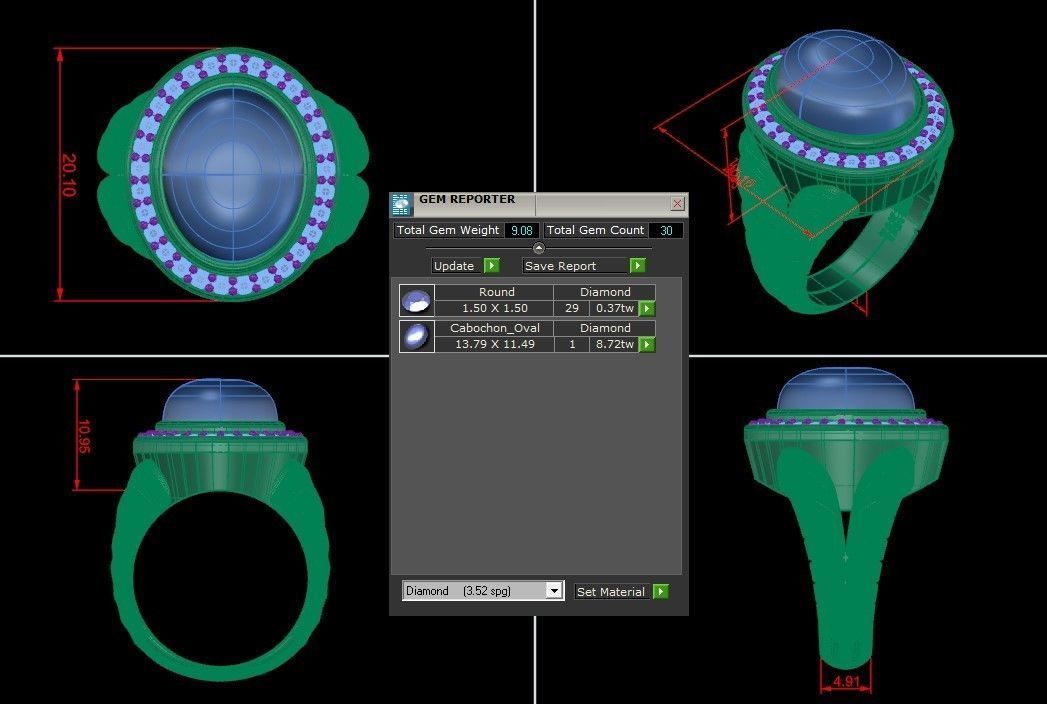 Diamond Man Ring Cad MR 196 3D model 3D printable | CGTrader