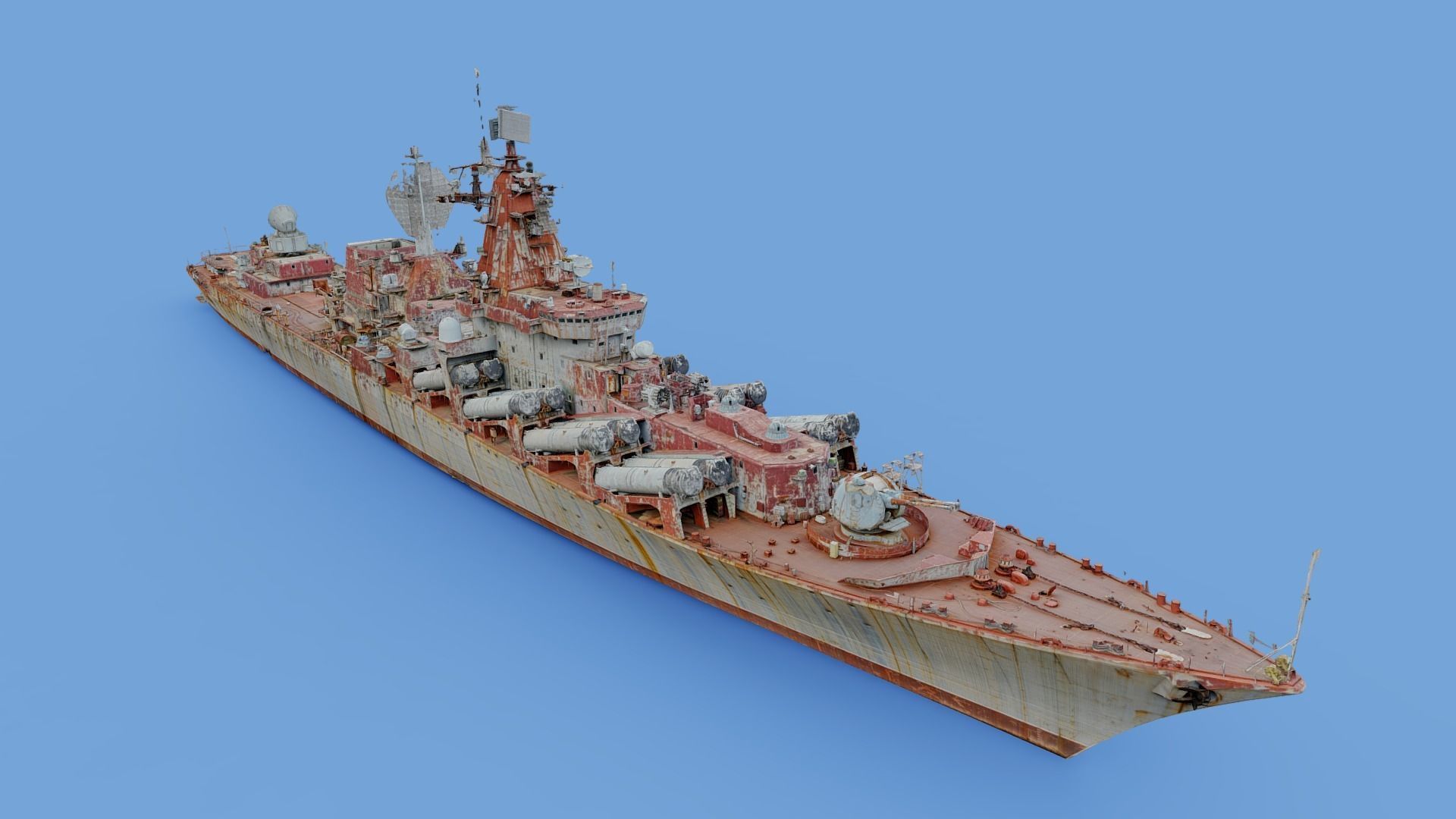 Cruiser Ukraina Ukraine - copy of Moskva Moskow ship - real scan 3D ...