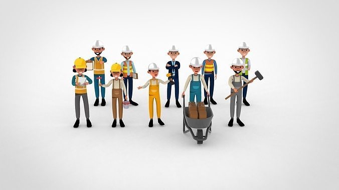 3D model Construction Workers Collection VR / AR / low-poly | CGTrader