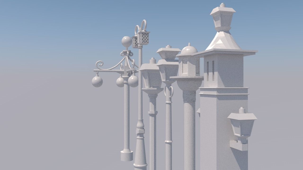 Historic light pole 3D model 3D printable | CGTrader