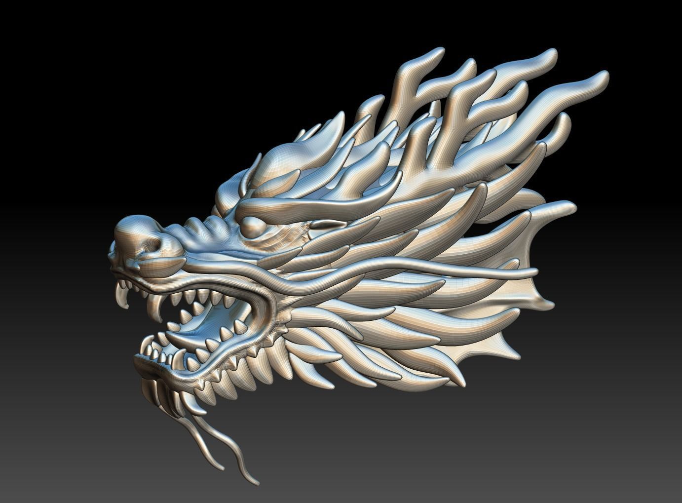 3D printing Dragon Head model STL Golden Dragon decoration 3D model 3D ...