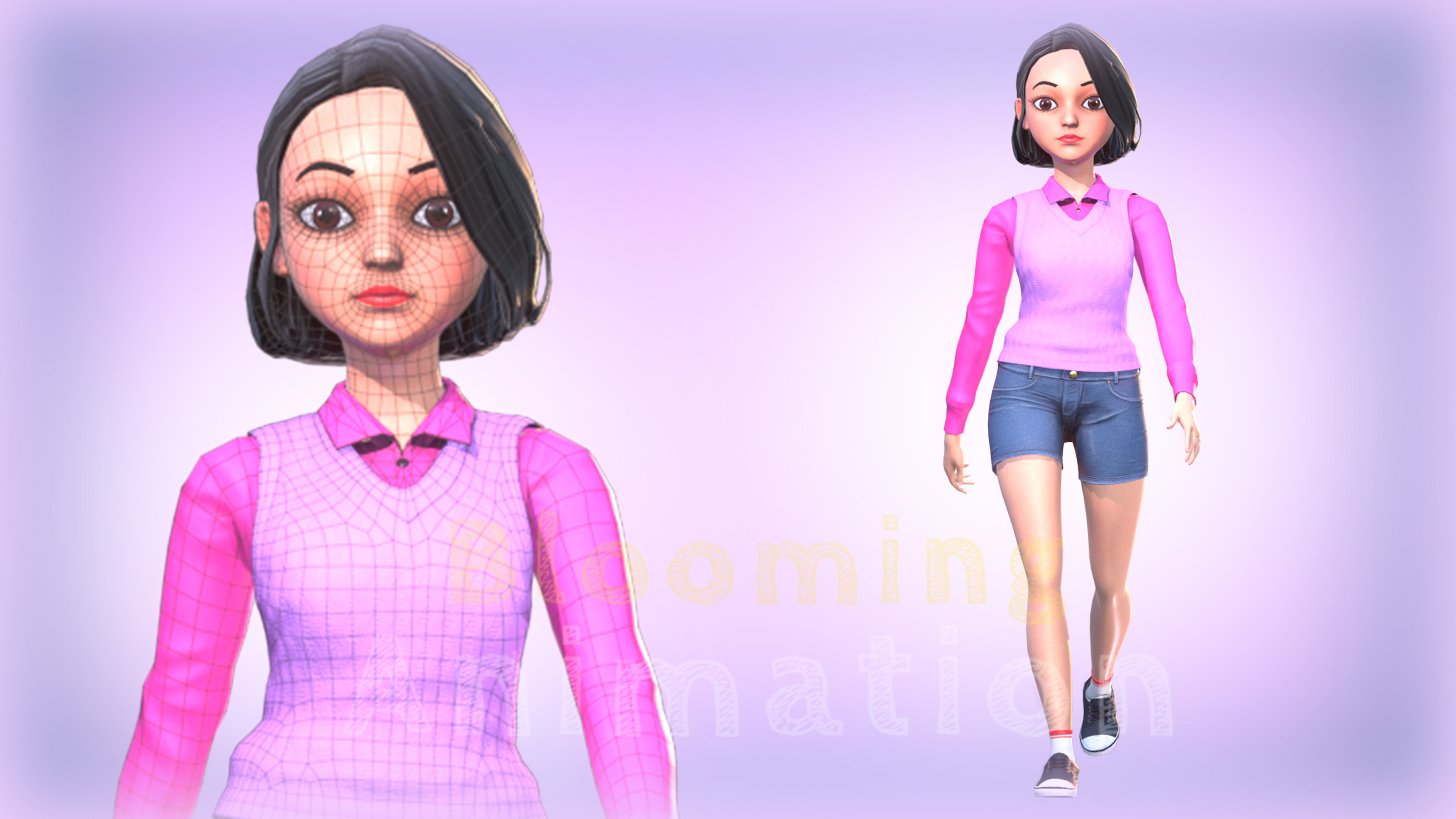 3D model Stylized Girl - Rigged VR / AR / low-poly | CGTrader