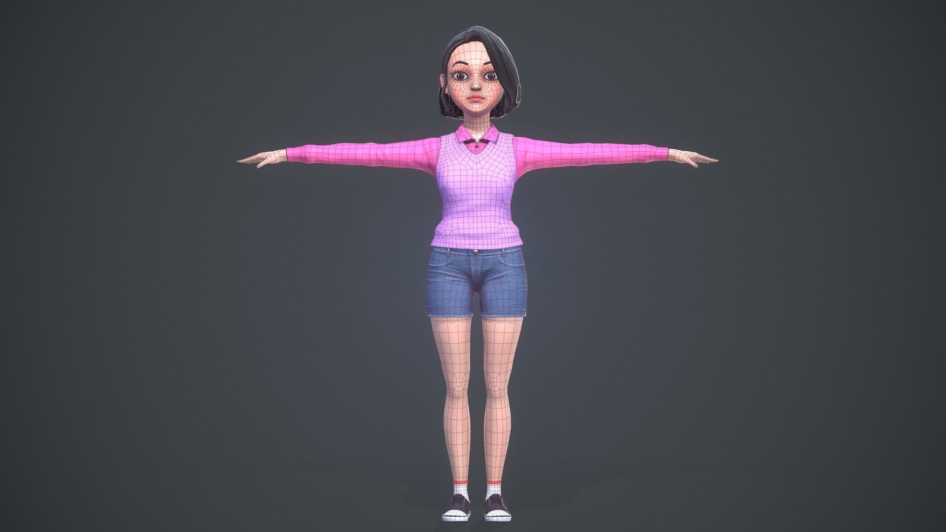 3D model Stylized Girl - Rigged VR / AR / low-poly | CGTrader