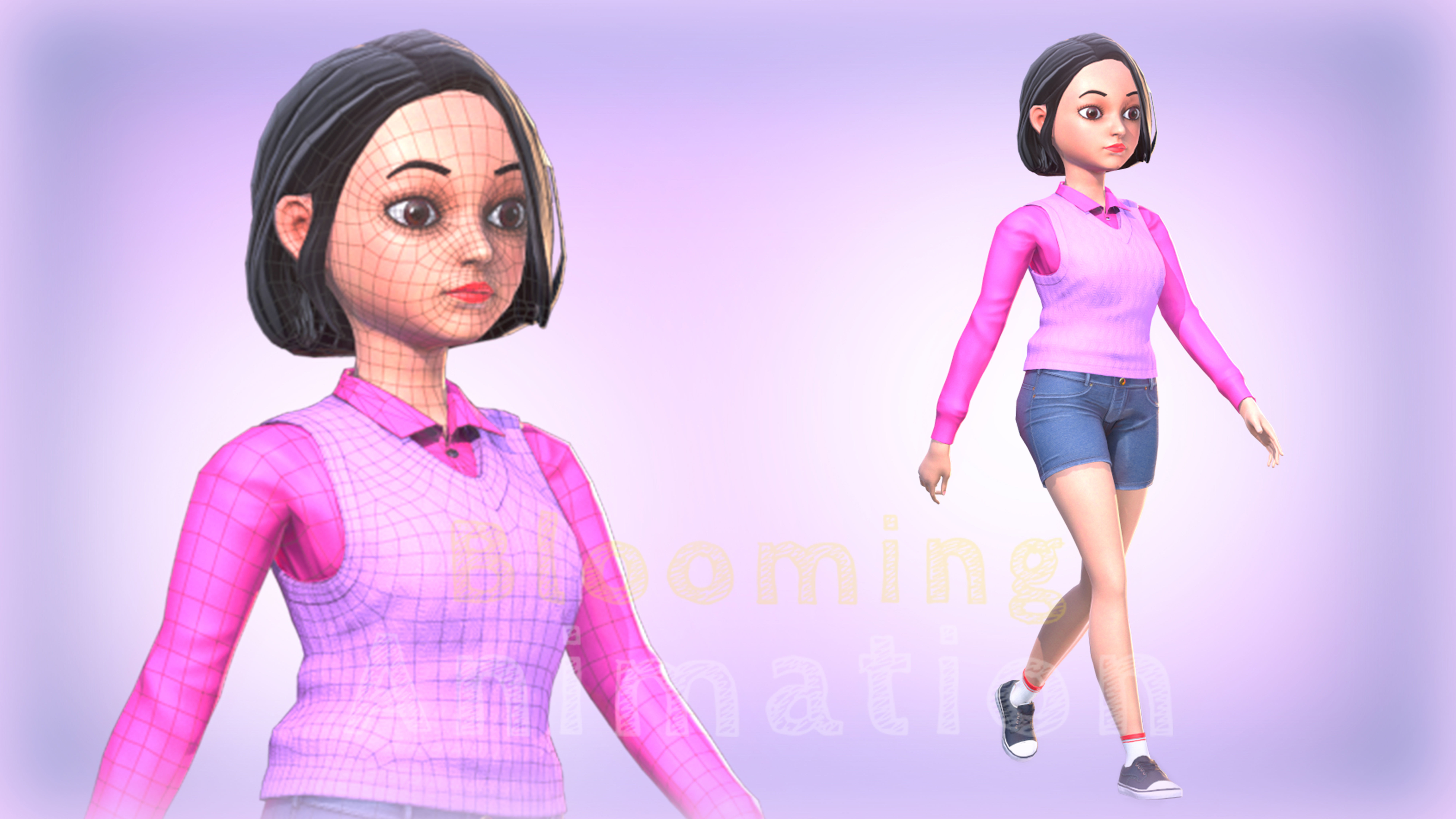3D model Stylized Girl - Rigged VR / AR / low-poly | CGTrader