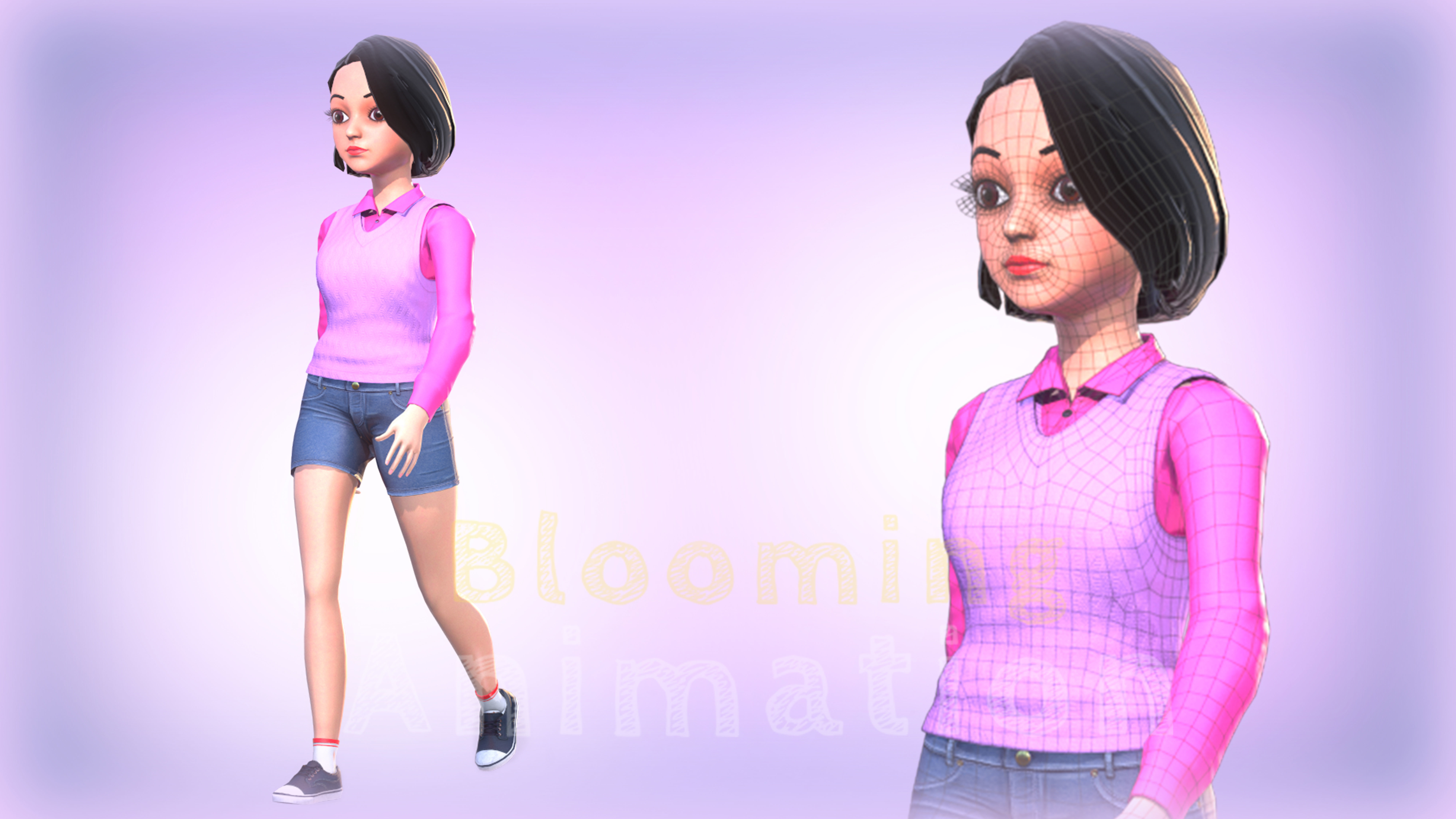 3D model Stylized Girl - Rigged VR / AR / low-poly | CGTrader