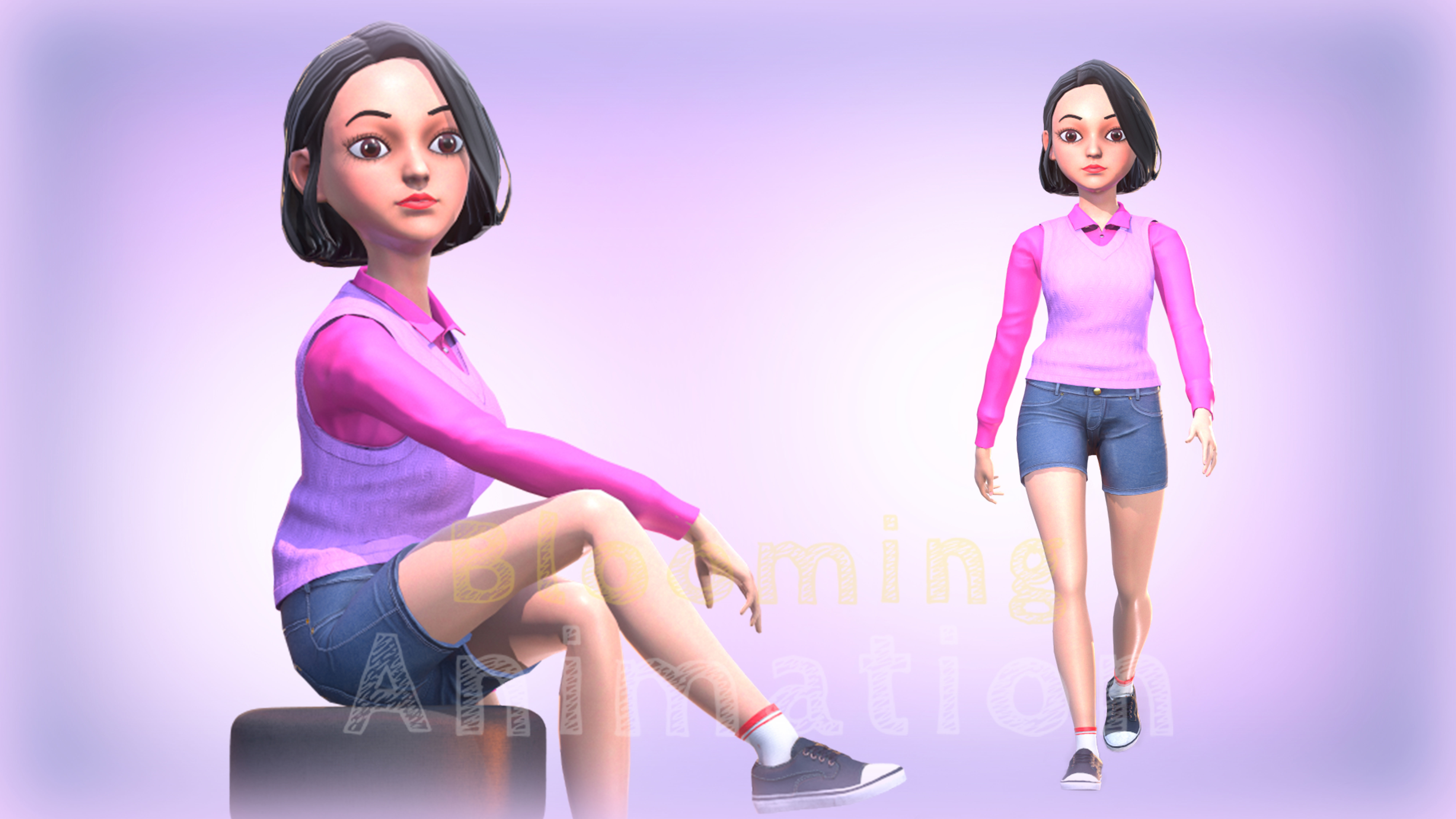 3D model Stylized Girl - Rigged VR / AR / low-poly | CGTrader