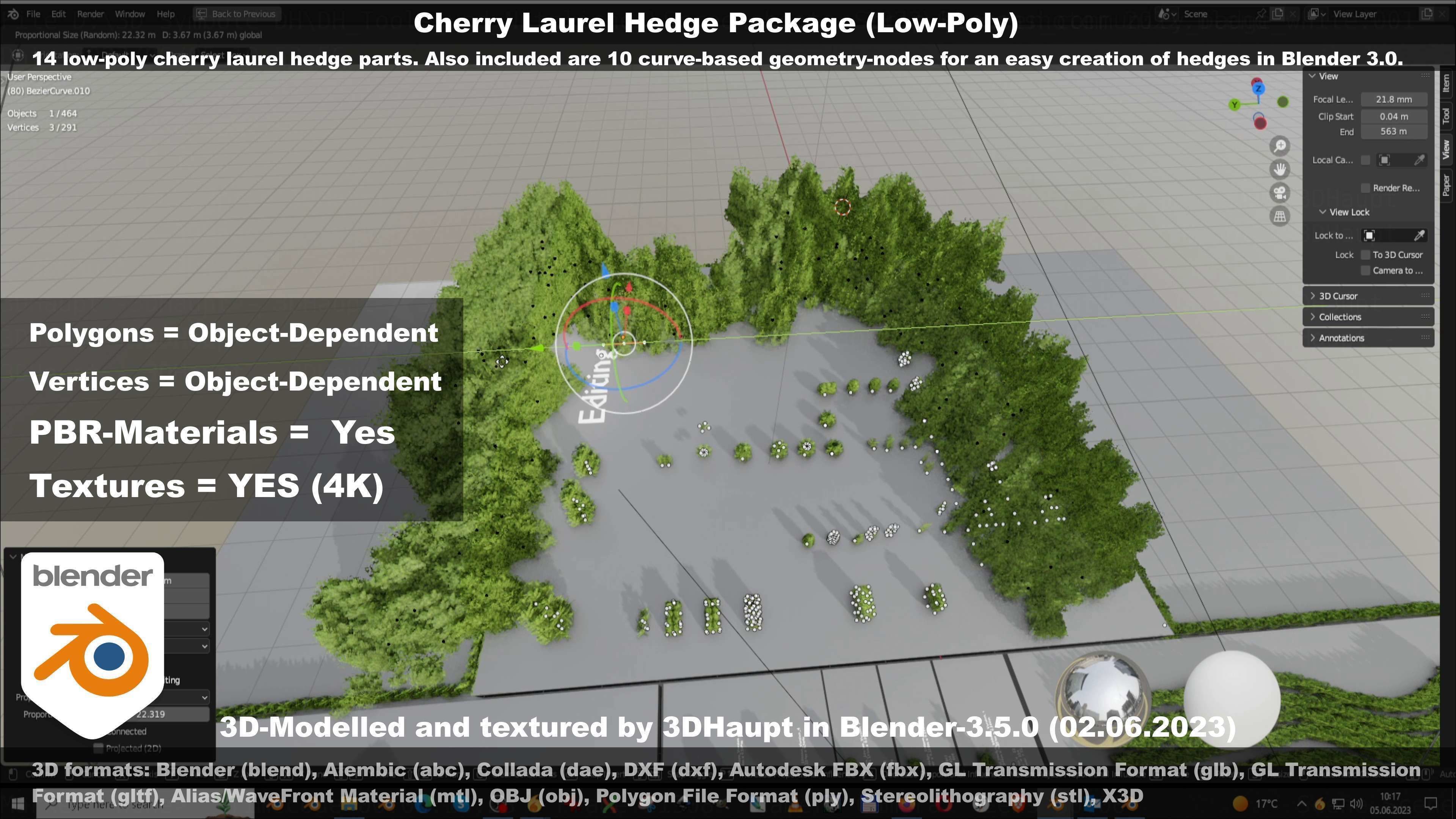 3D model Cherry Laurel Hedge Package VR / AR / low-poly | CGTrader