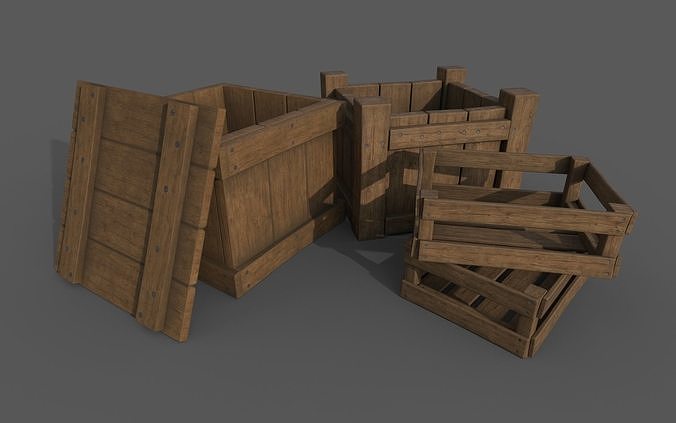 Wooden Boxes free VR / AR / low-poly 3D model | CGTrader
