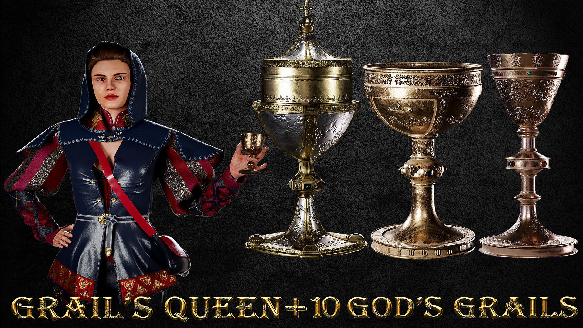 3D model GRAILS QUEEN with 10 GODS GRAILS VR / AR / low-poly | CGTrader