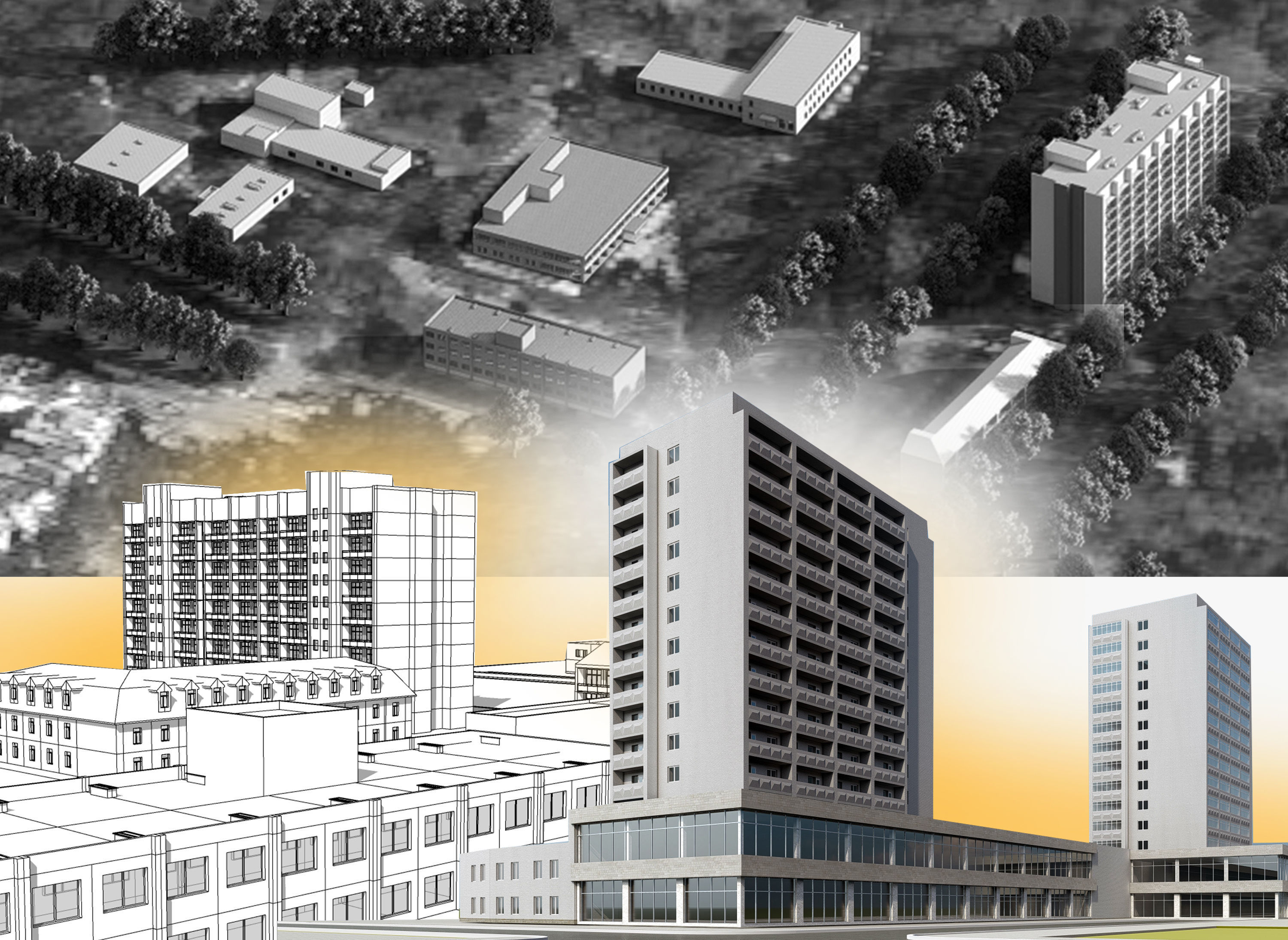 building set Irpin military hospital multi storey building 3D model ...