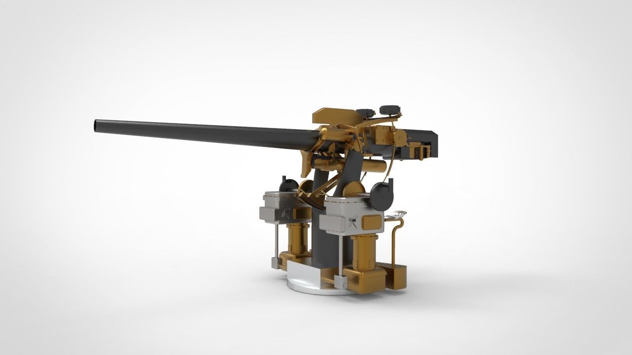 Machine Naval gun 50 mm 3D model | CGTrader