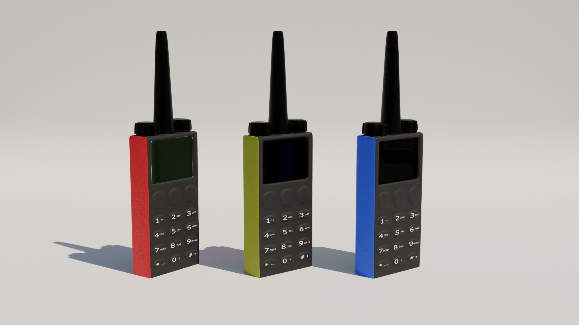 portable radio walkie talkie in three colors free 3D model | CGTrader