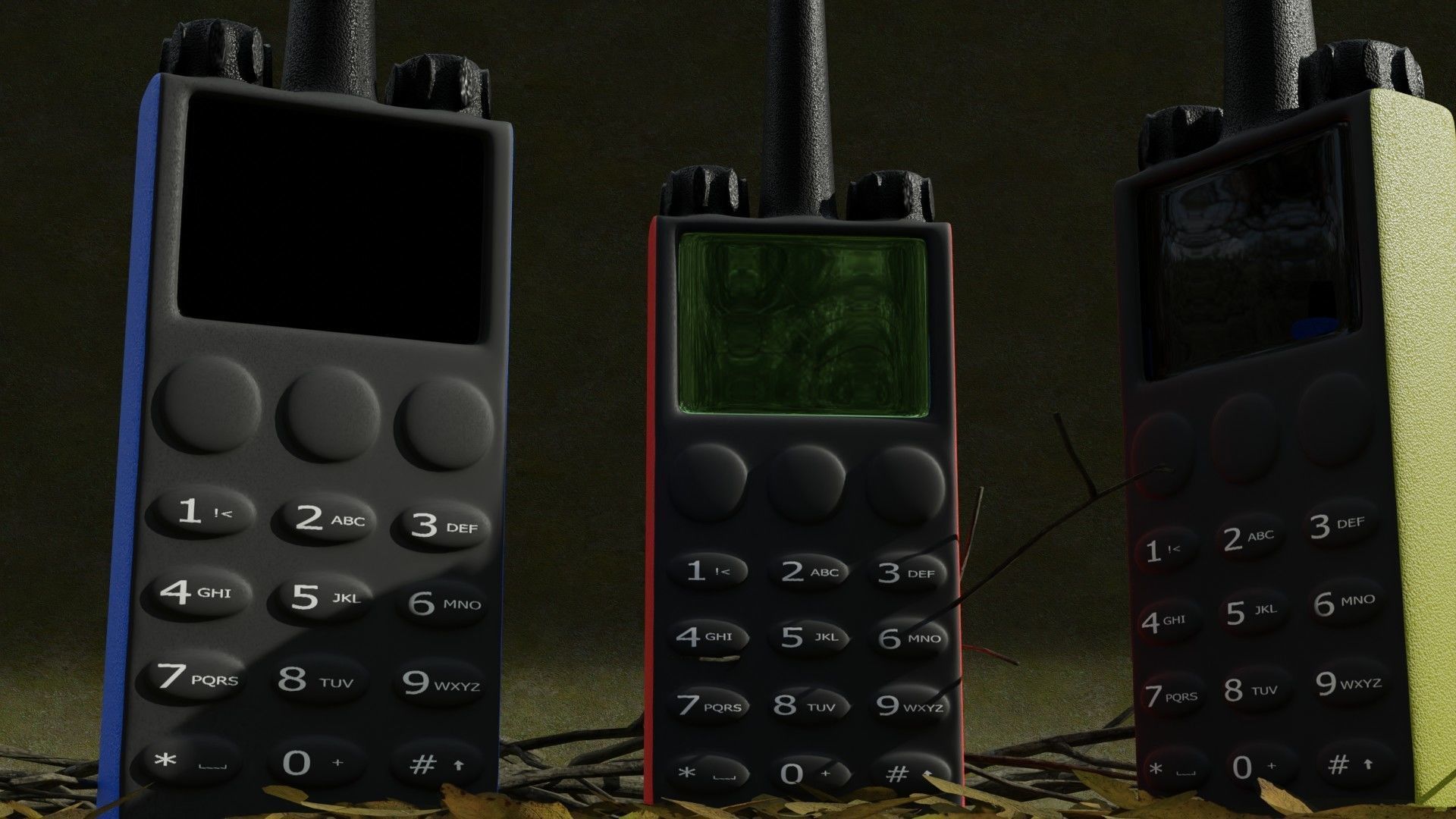 portable radio walkie talkie in three colors free 3D model | CGTrader