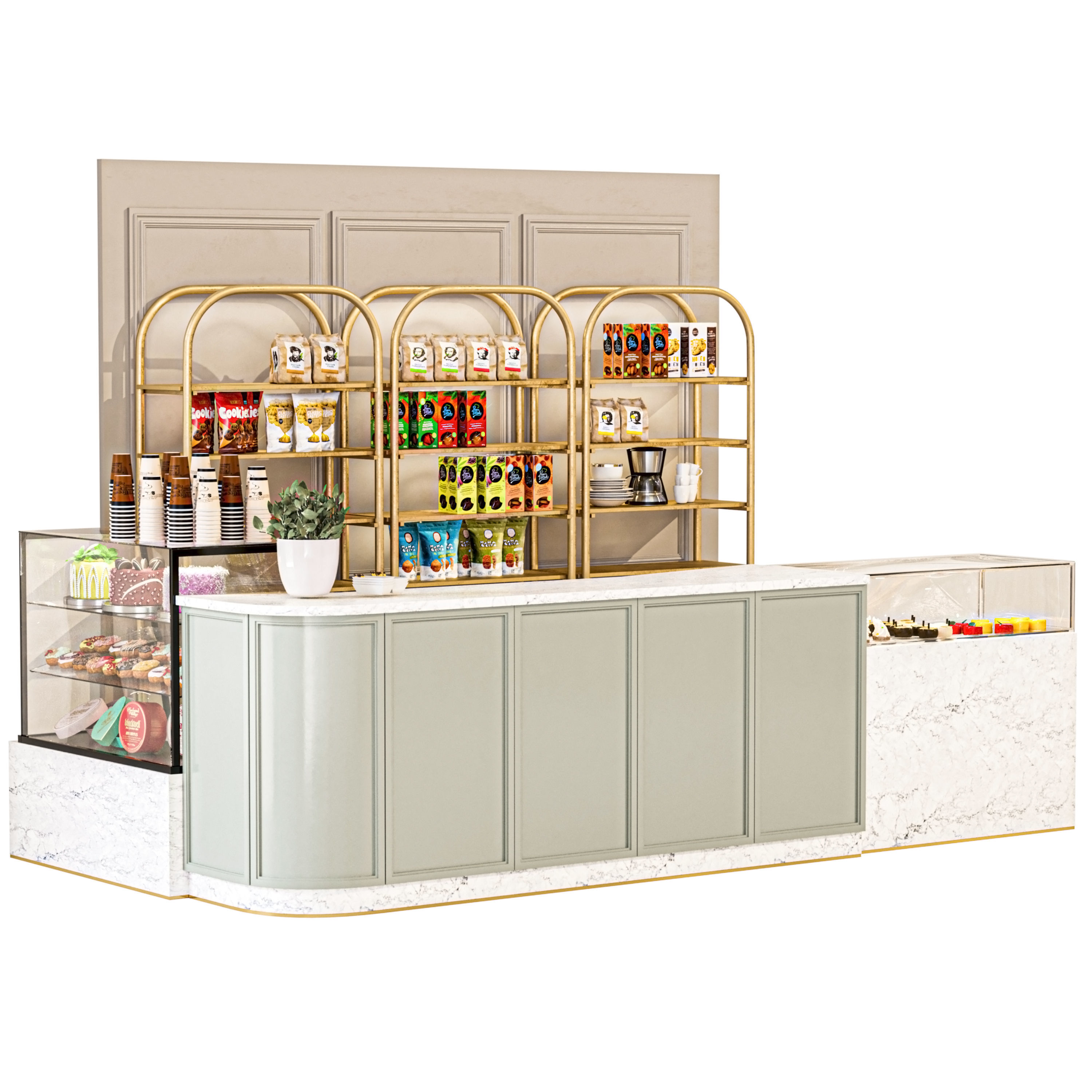 Coffee point in classic style with desserts and sweets 3D model | CGTrader